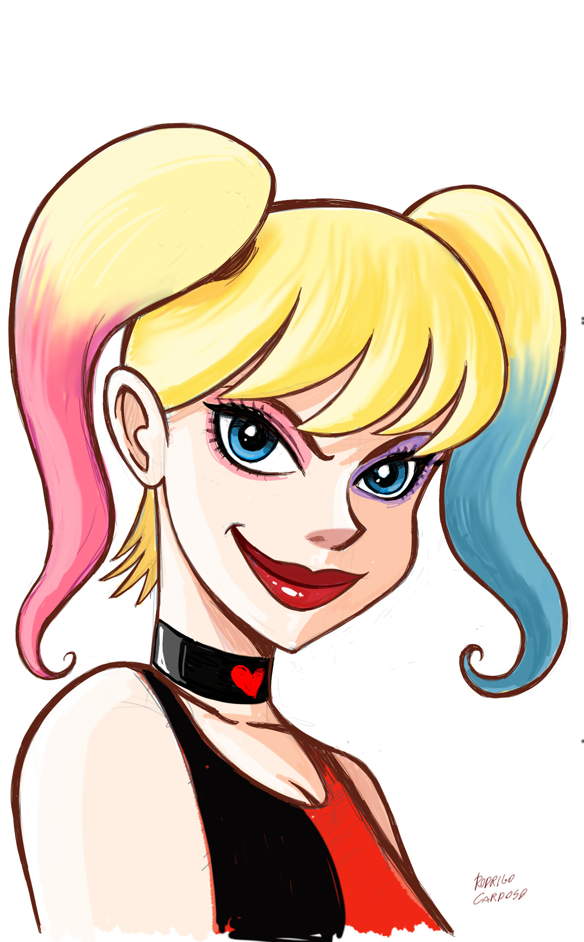 how to draw cartoon harley quinn