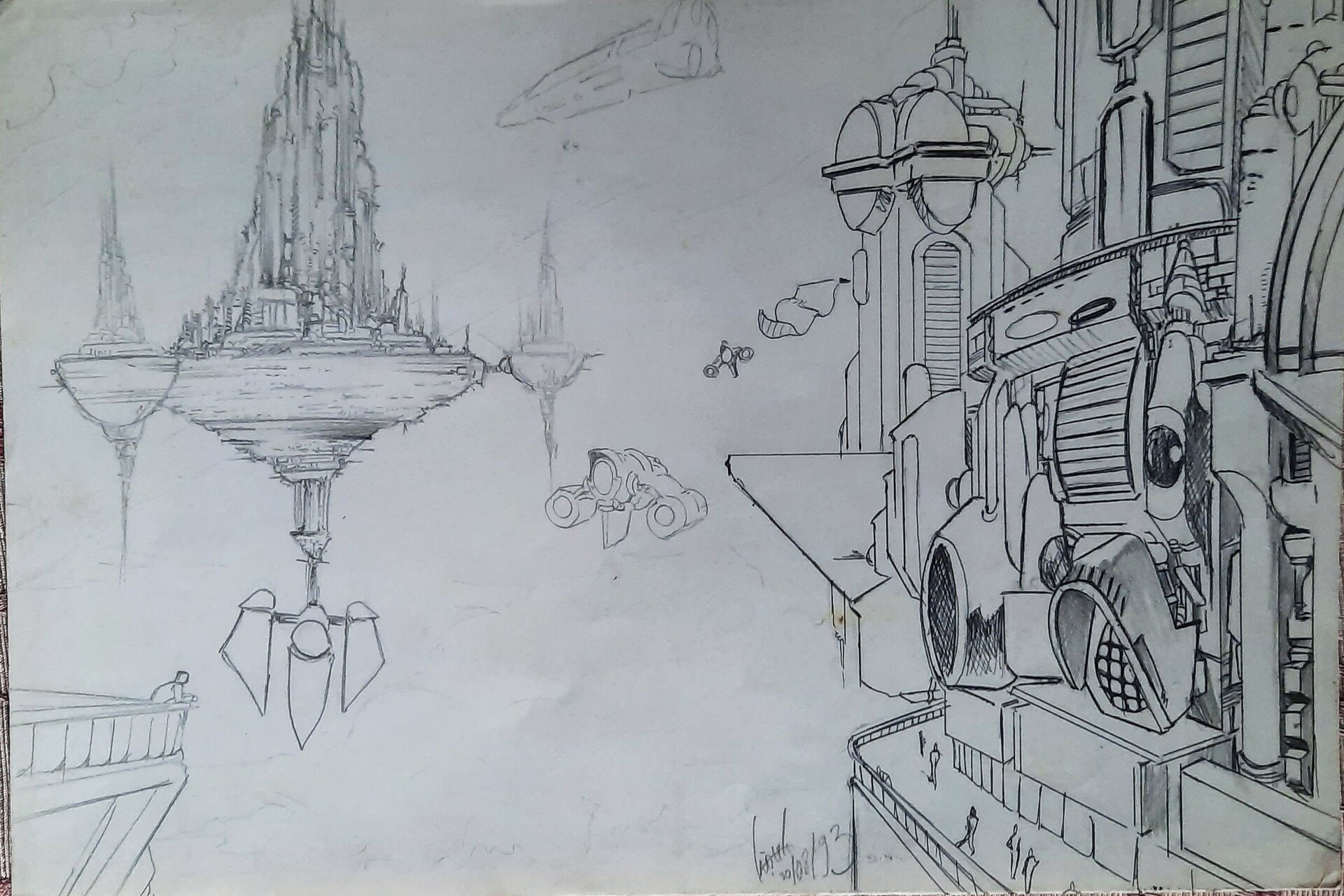 ArtStation - The perfect city (1983 drawing)