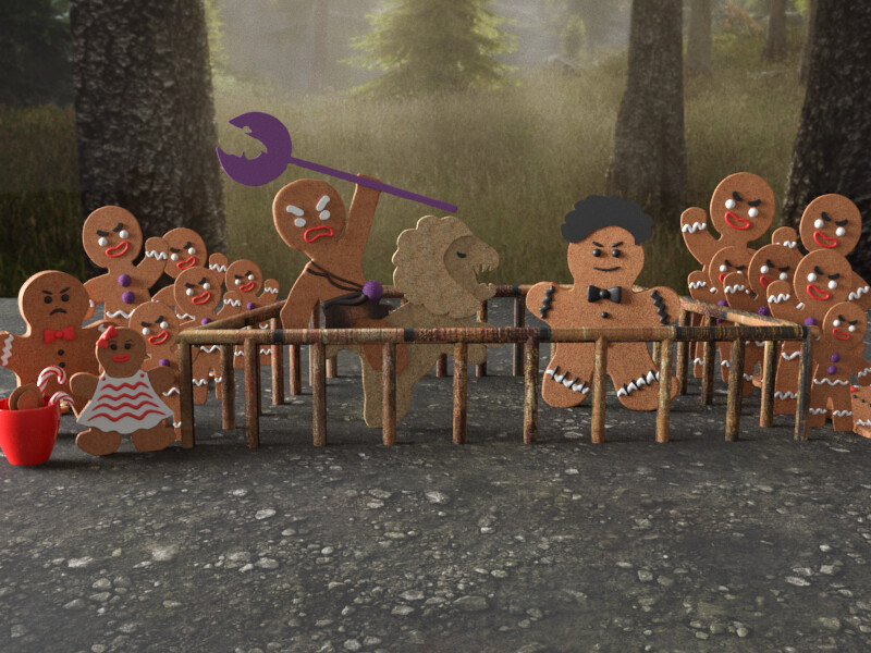 ArtStation - The battle of gingerbread boys.
