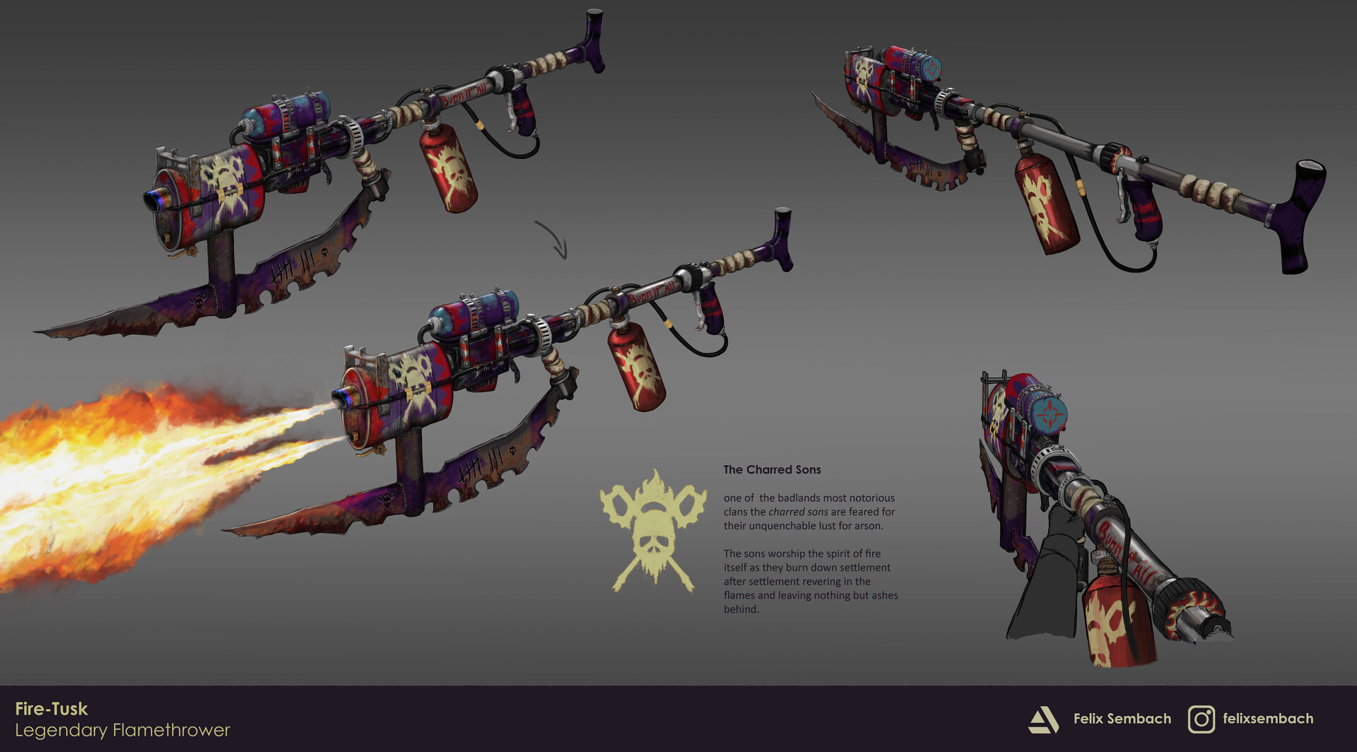 Felix Sembach - "Fire-Tusk" post apocalyptic flamethrower (prop design)