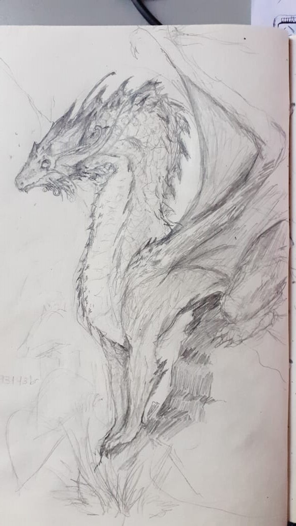 R Machado - Sprite dragon - Mtg inspired painting.