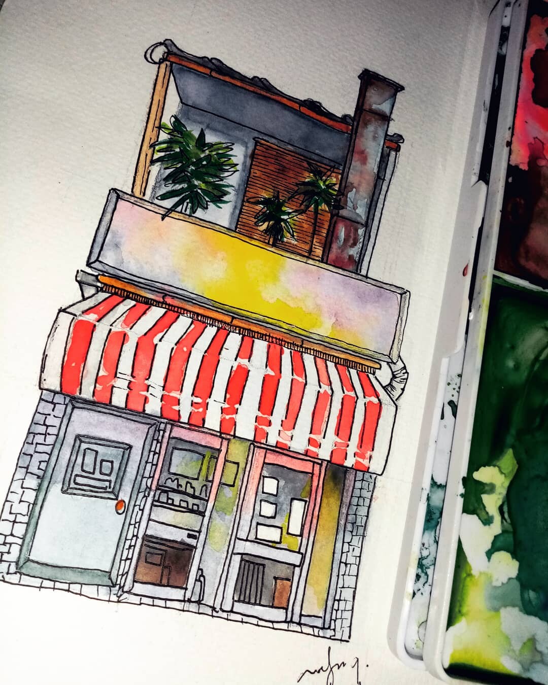 ArtStation - Japanese Storefront watercolor painting/ drawing