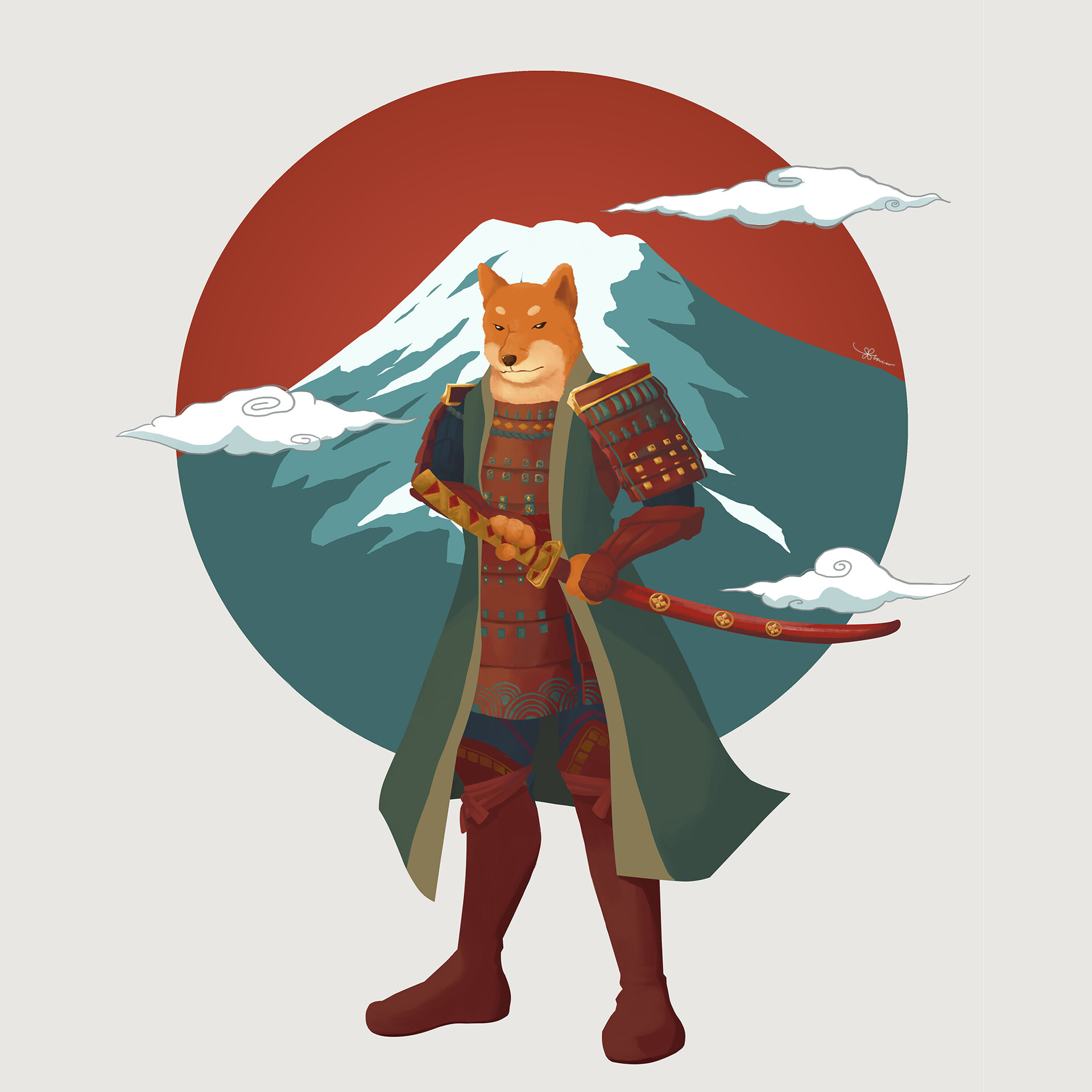 ArtStation - Shiba Inu Samurai