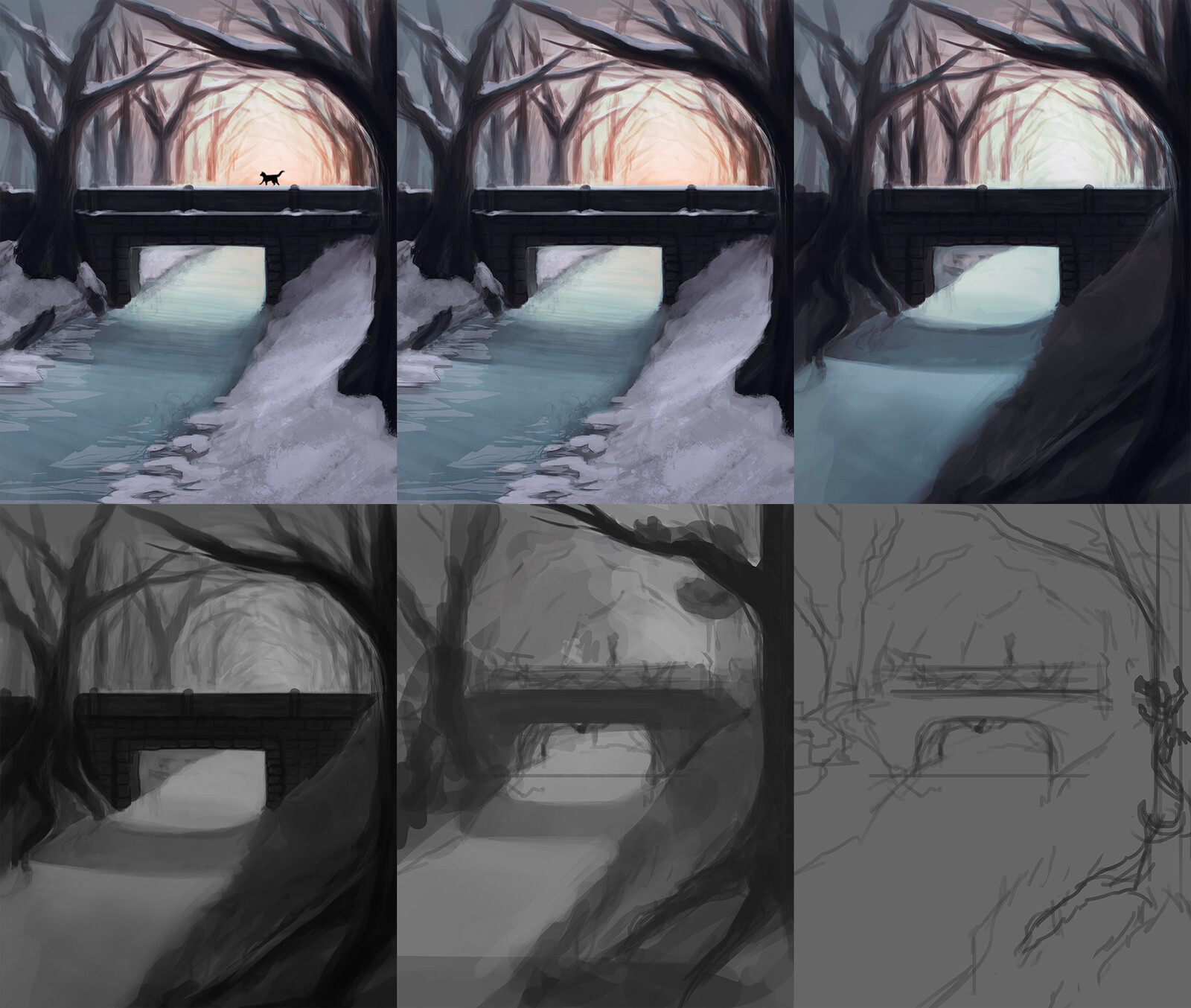 Meilov - Winter Cat And Bridge