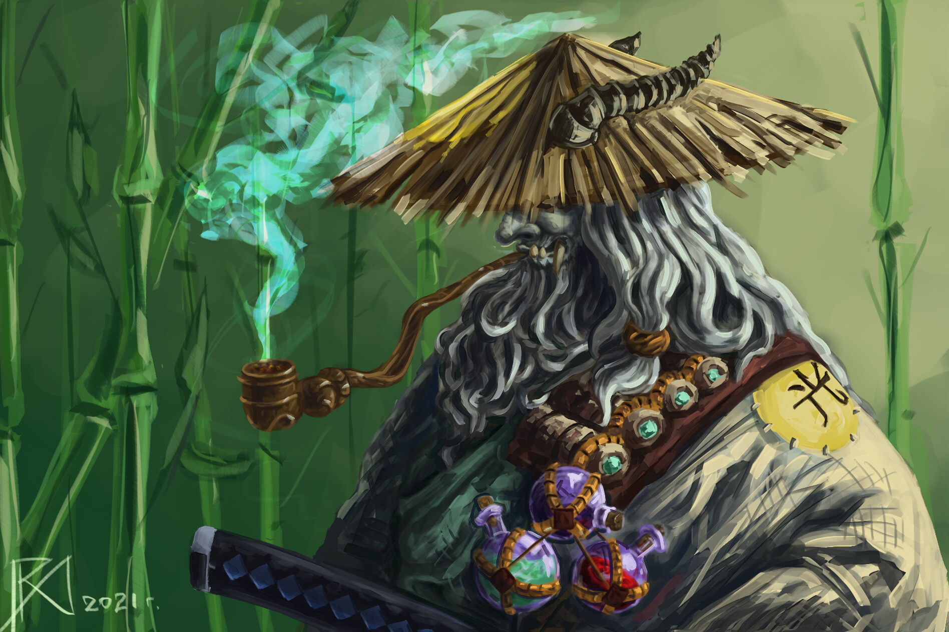 ArtStation - Old oni samurai