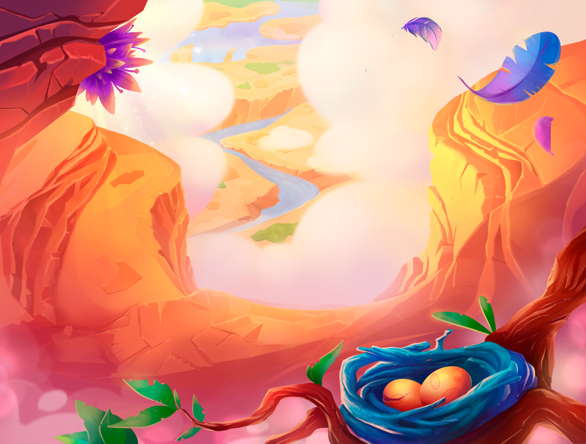 ArtStation - Colorful background with a griffin nest