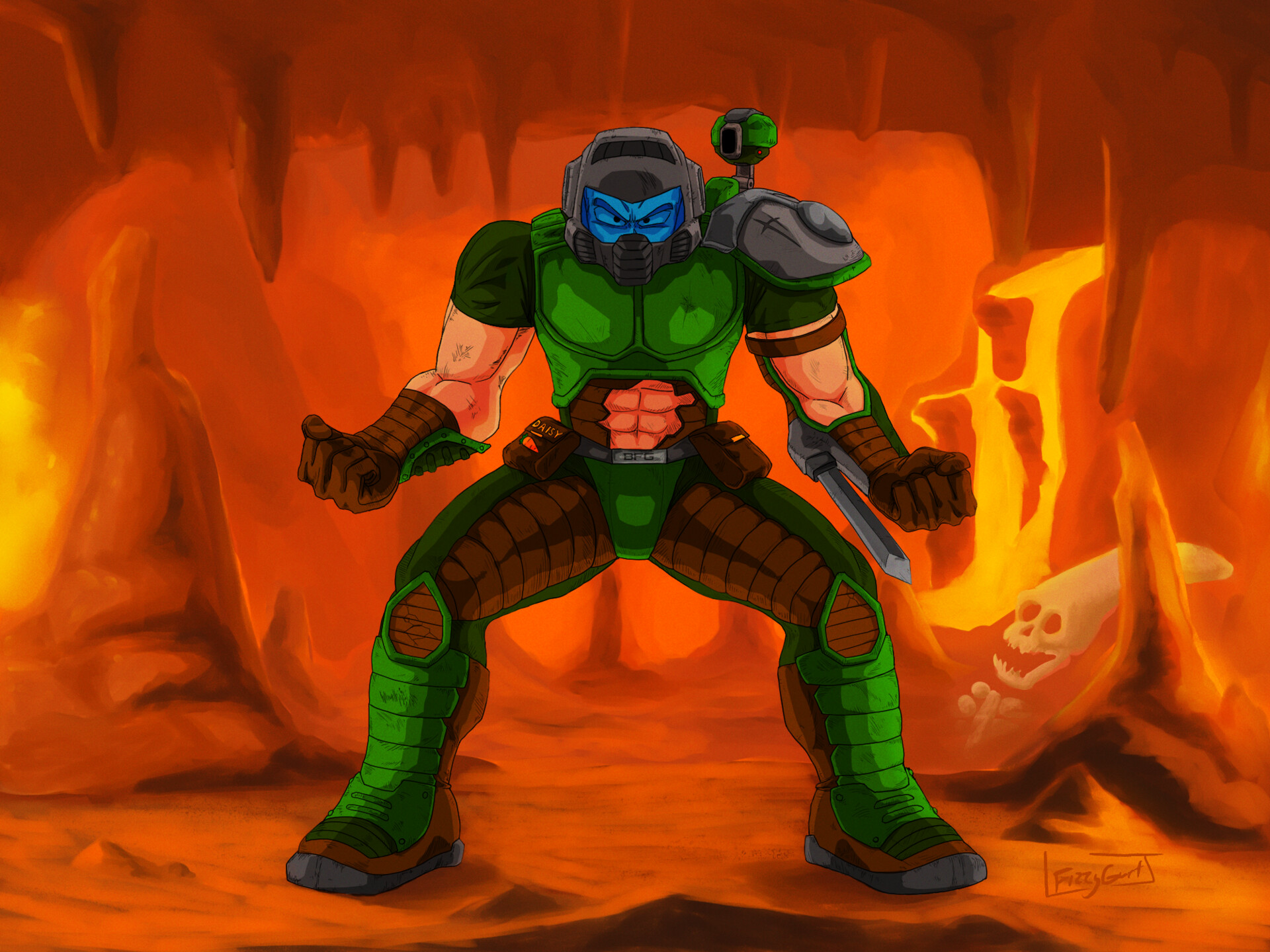 ArtStation - Doom Slayer x Dragon Ball Z