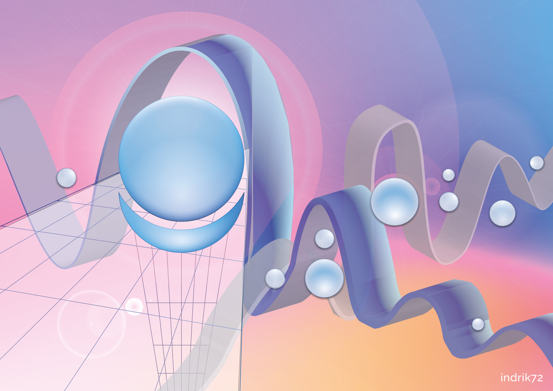 ArtStation - AllatRa Sign Inspired Concept Art Vaporwave Moon Circle Sphere