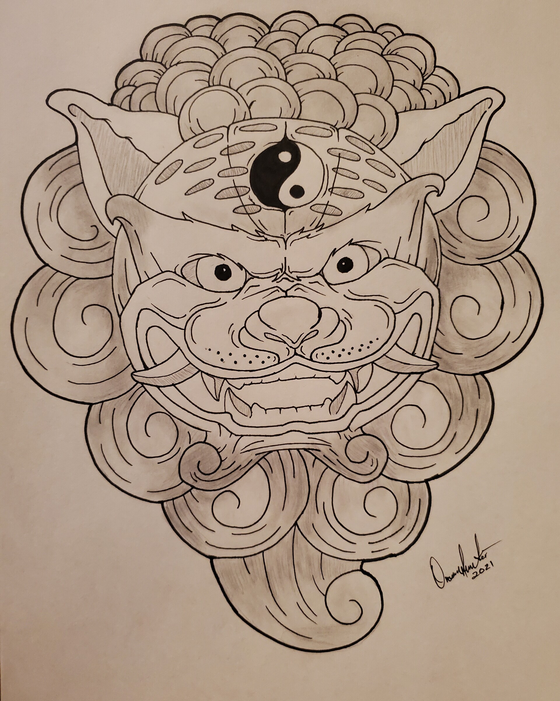 ArtStation - Foo dog tattoo