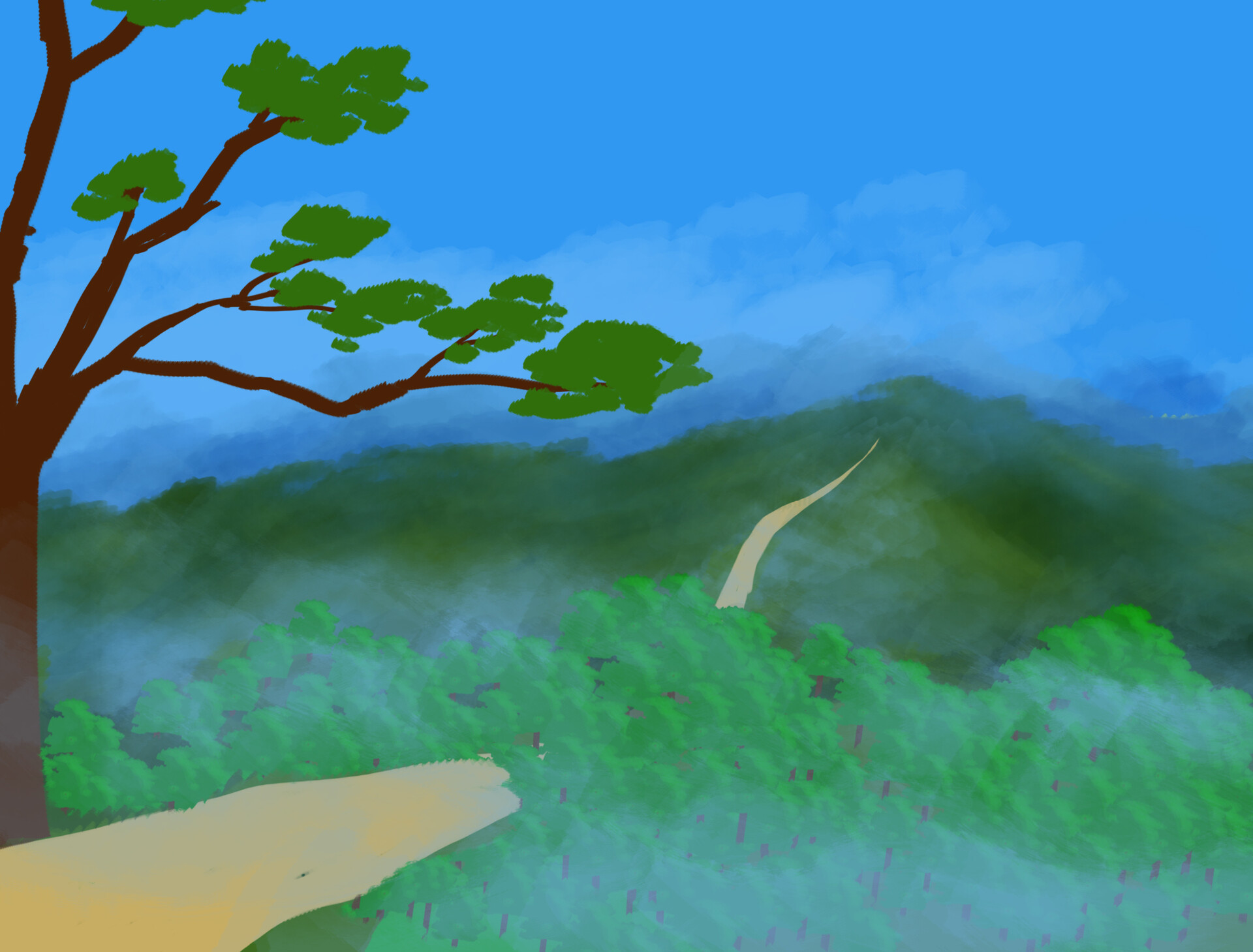 ArtStation - Mountain Landscape Drawing