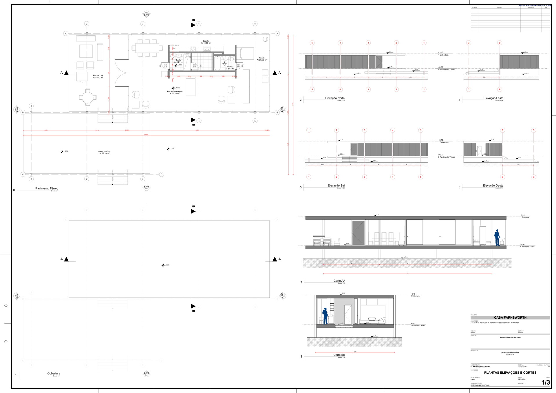 Lucas Skruzdeliauskas - 2021 // ARCHICAD LEARNING #1 - FARNSWORTH