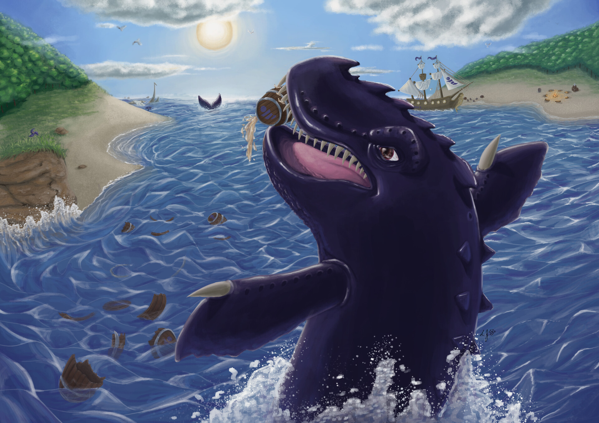 ArtStation - MTG Commission .:Si Whale Custom Card Design:.