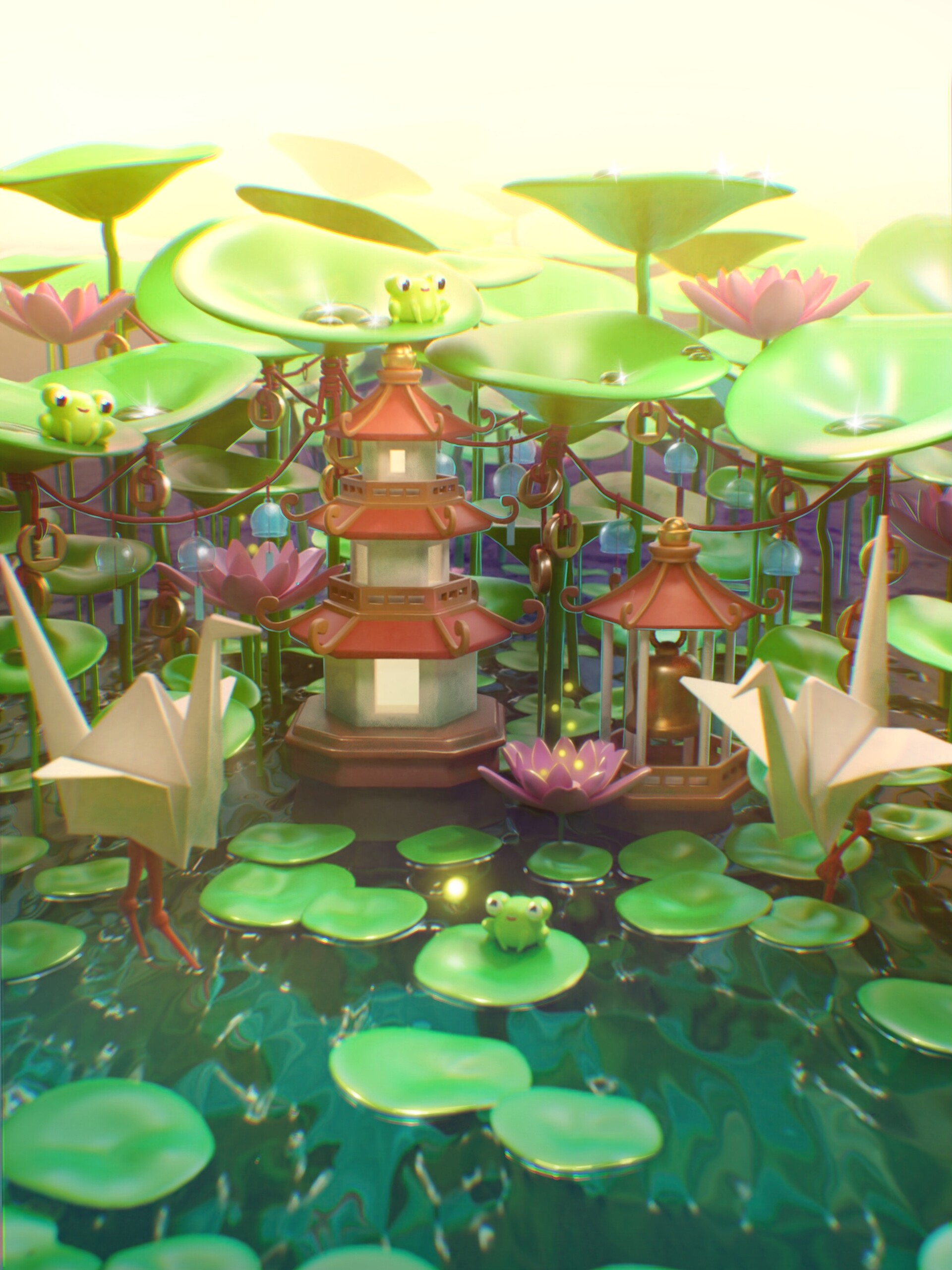 ArtStation - Pond with Spirit House