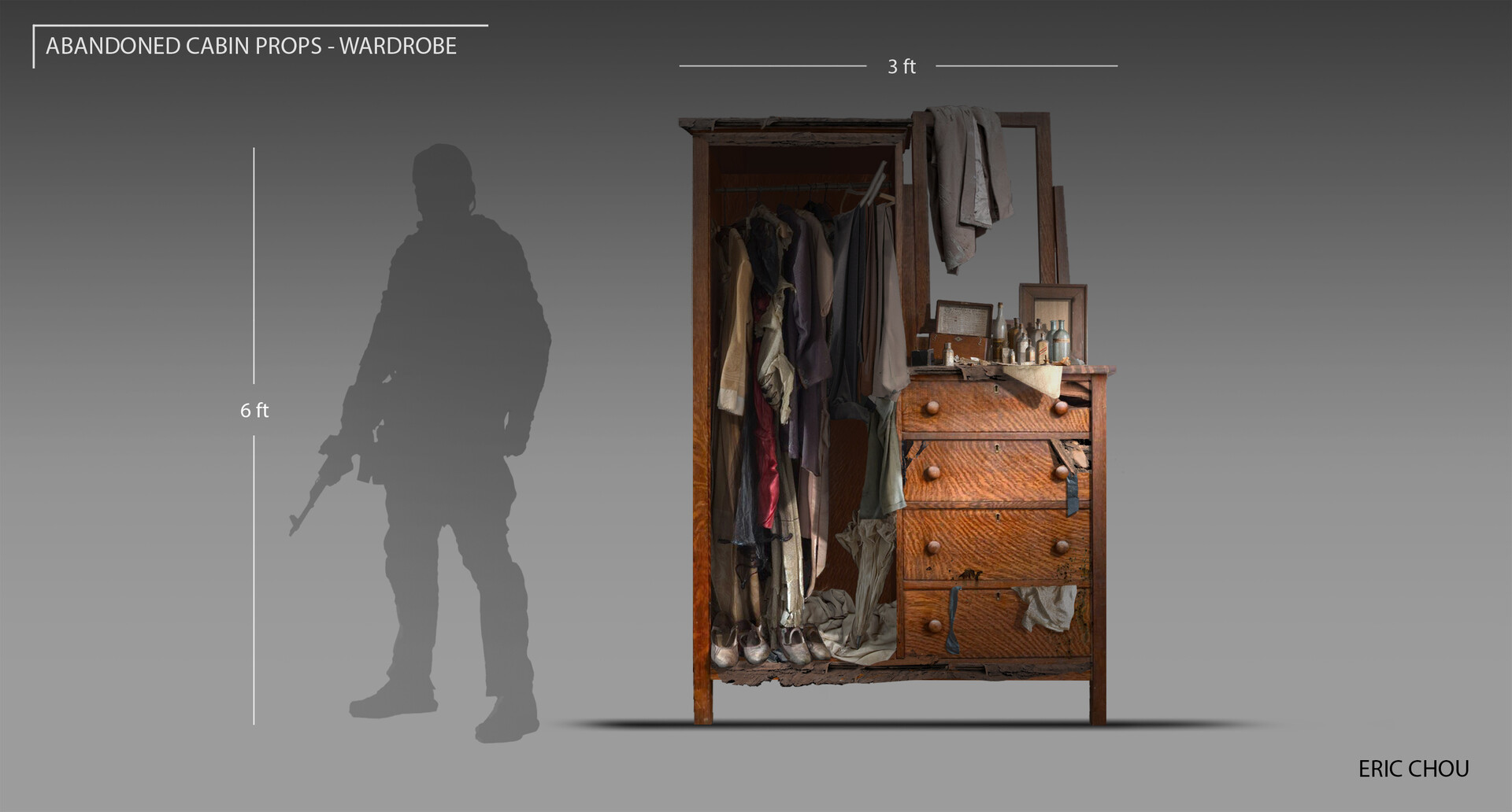 ArtStation - Abandoned Cabin Props - Wardrobe