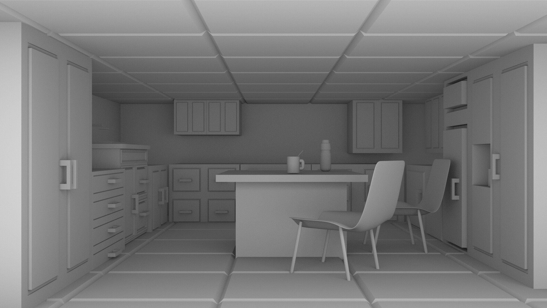 ArtStation - 3D Modeling Kitchen Interior Set Design