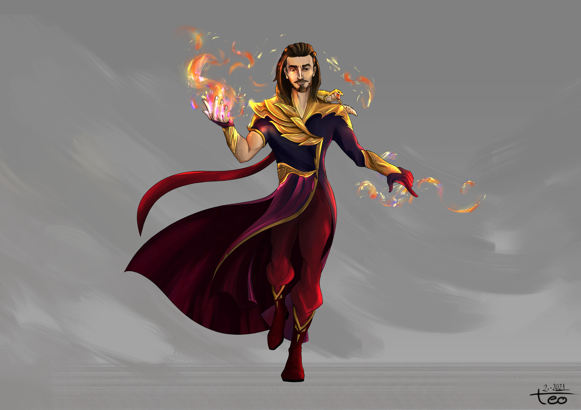 ArtStation - Galeras - Sorcerer Pyromancer (D&D commission)