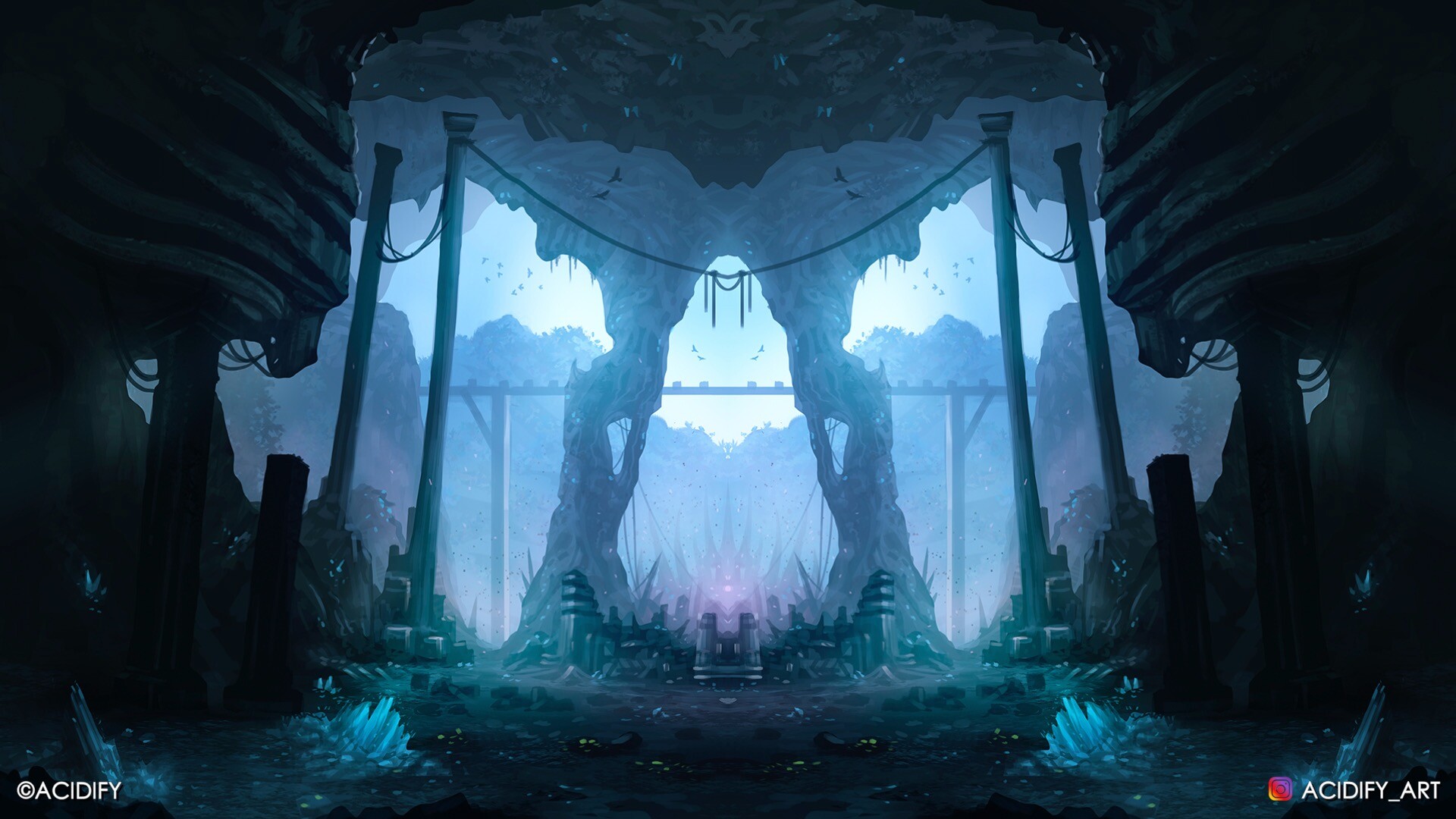 ArtStation - Ancient (Fantasy Cave Landscape / Symmetry Concept Art)