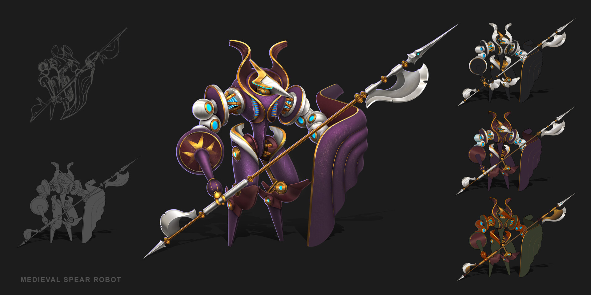ArtStation - MEDIEVAL SPEAR ROBOT CONCEPT