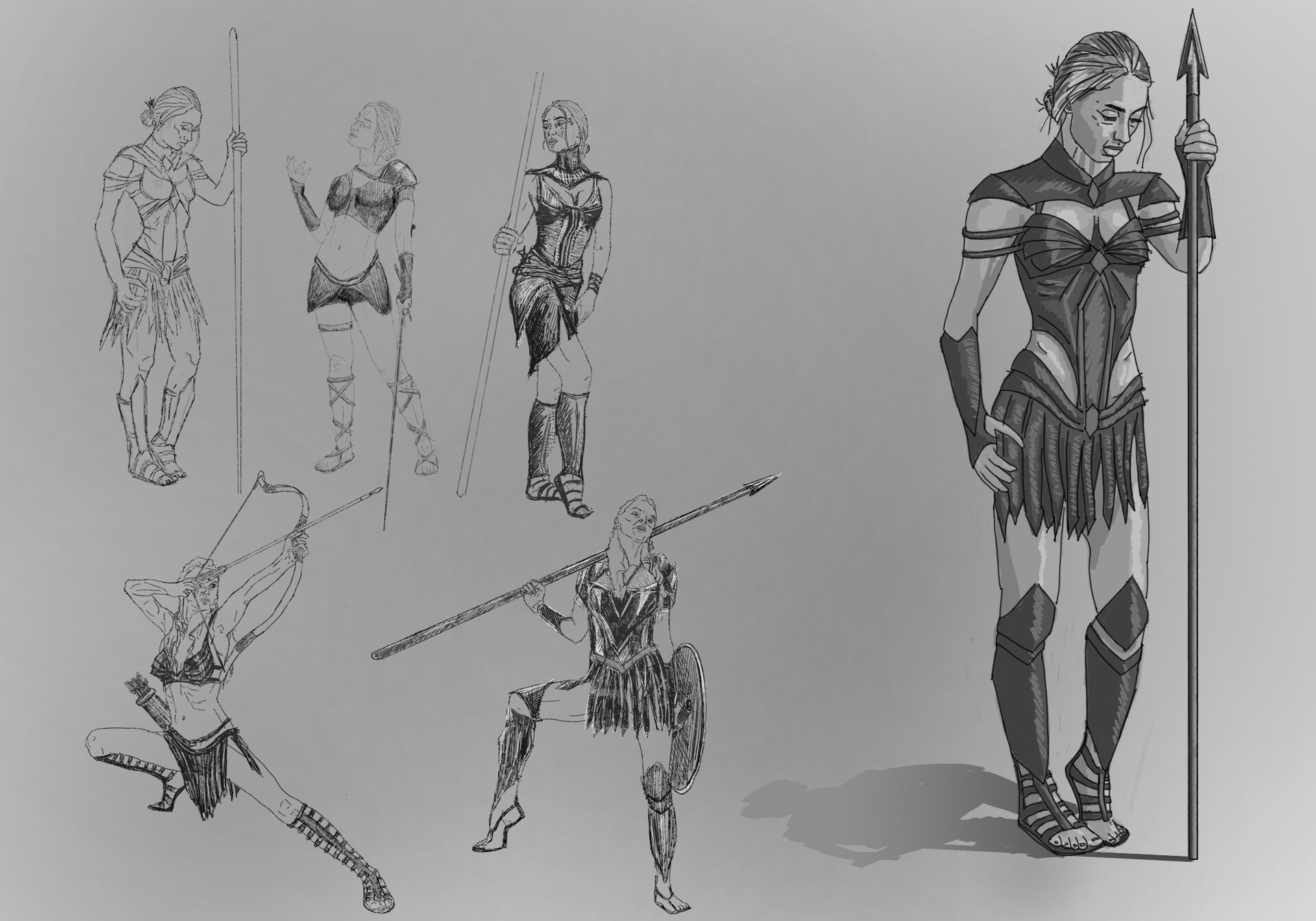 female warrior drawing reference