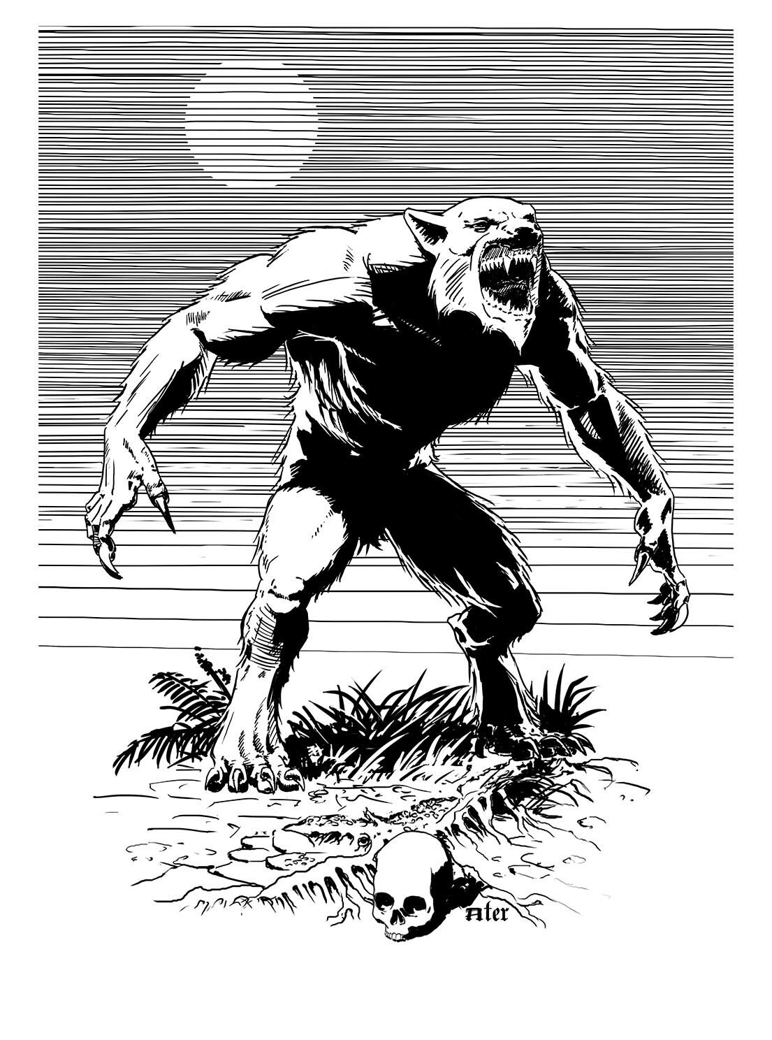 ArtStation - Werewolf during full moon