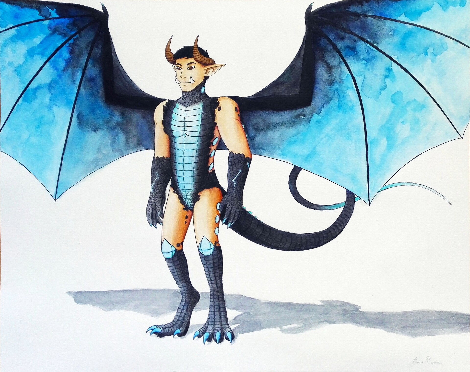 how to draw dragon wings on a person