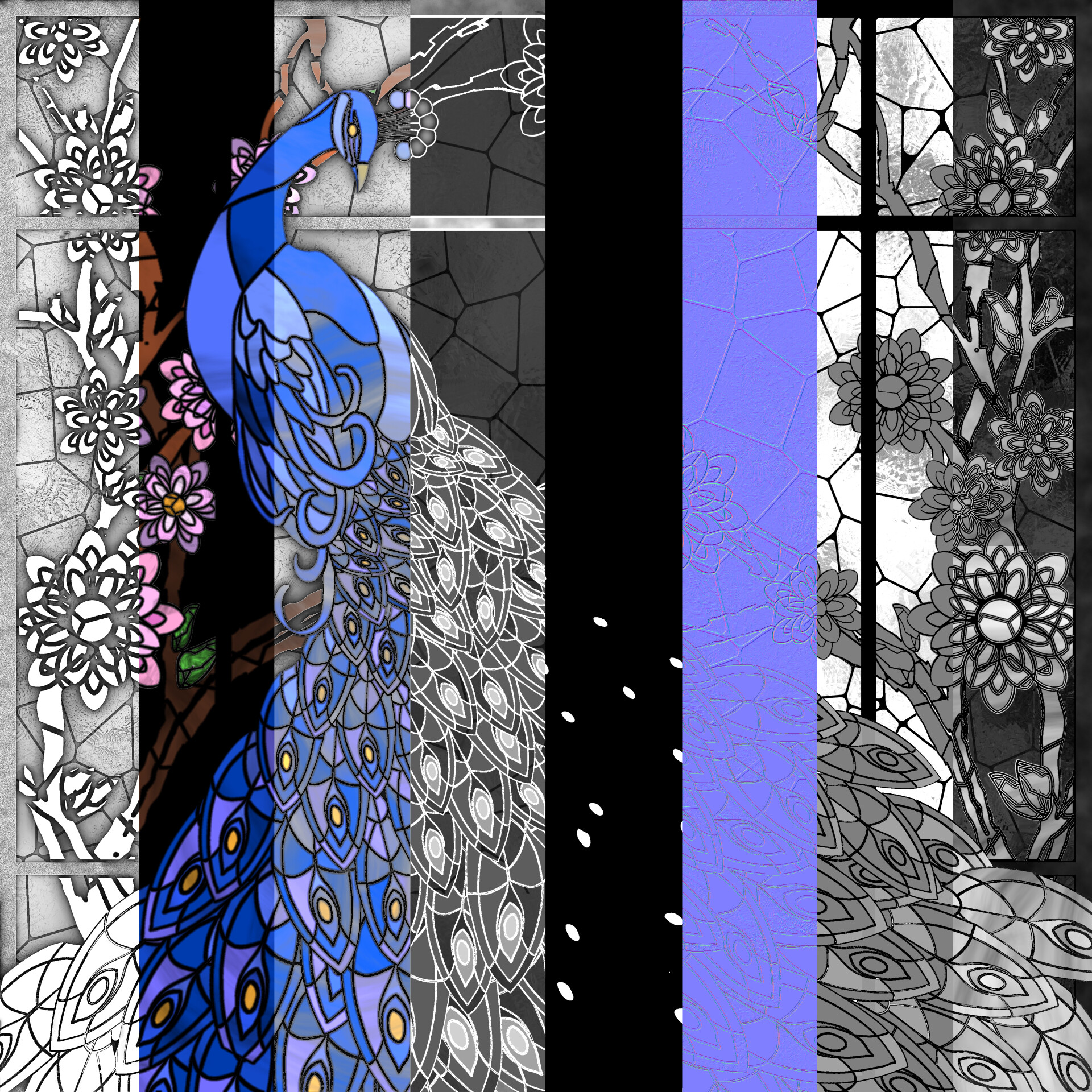 Manon Devaux - Peacock shaped stained glass