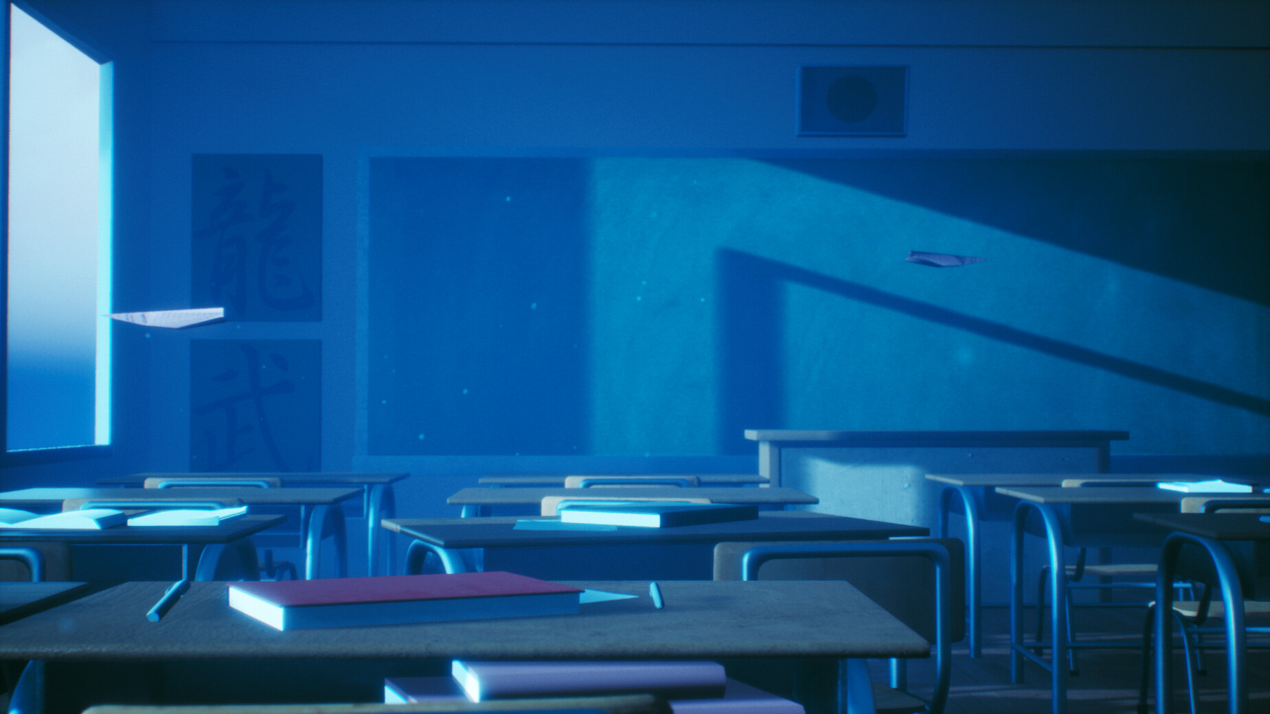 Anime Classroom Window Background