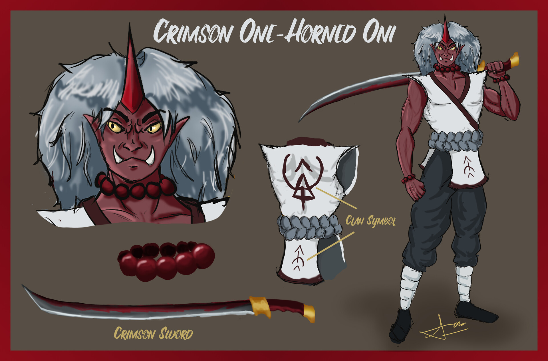 ArtStation - Crimson One-Horned Oni - Personal Work
