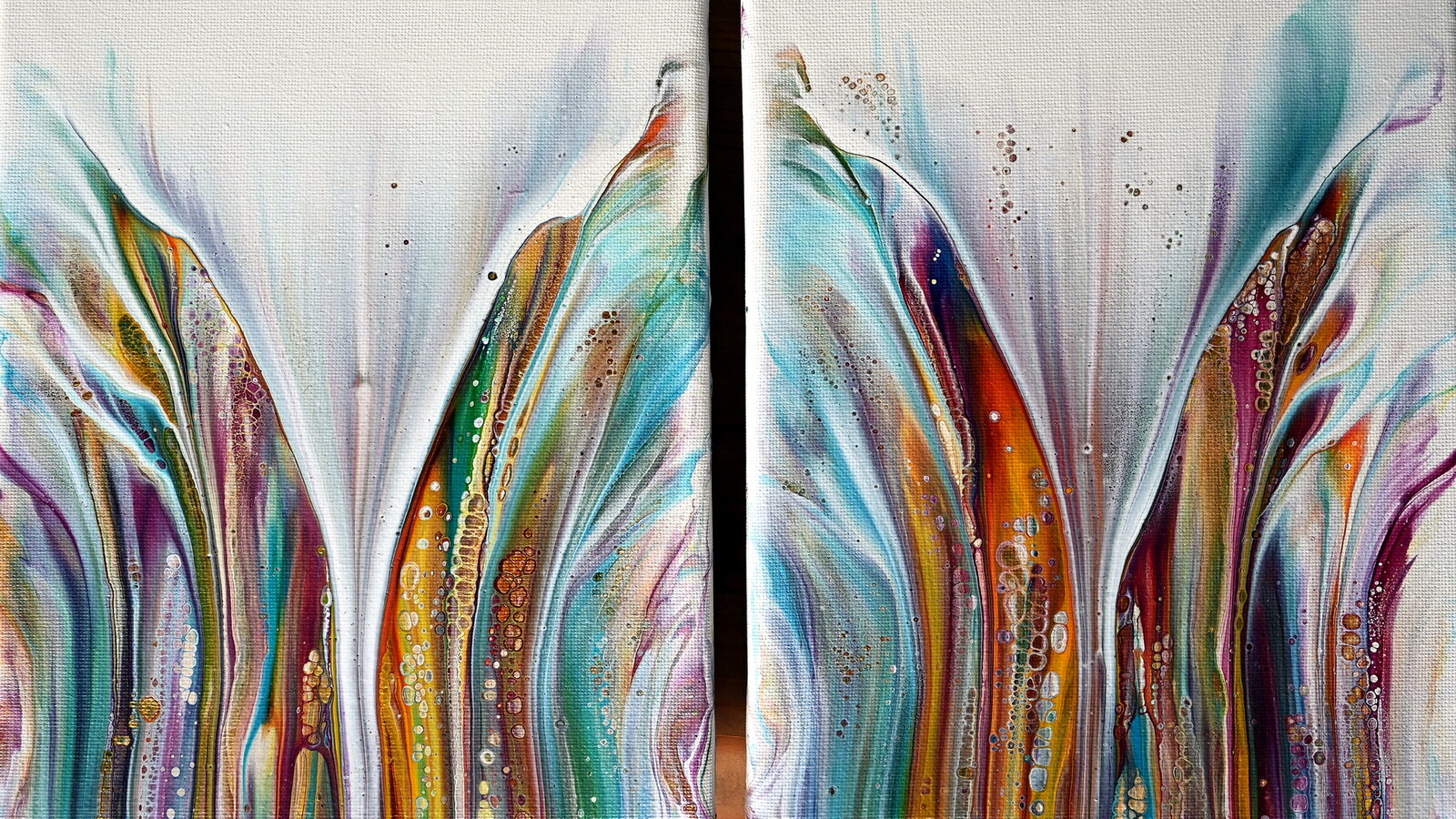 Fiona Art - Beautiful diptych with simple double dip ~ Acrylic pour ...