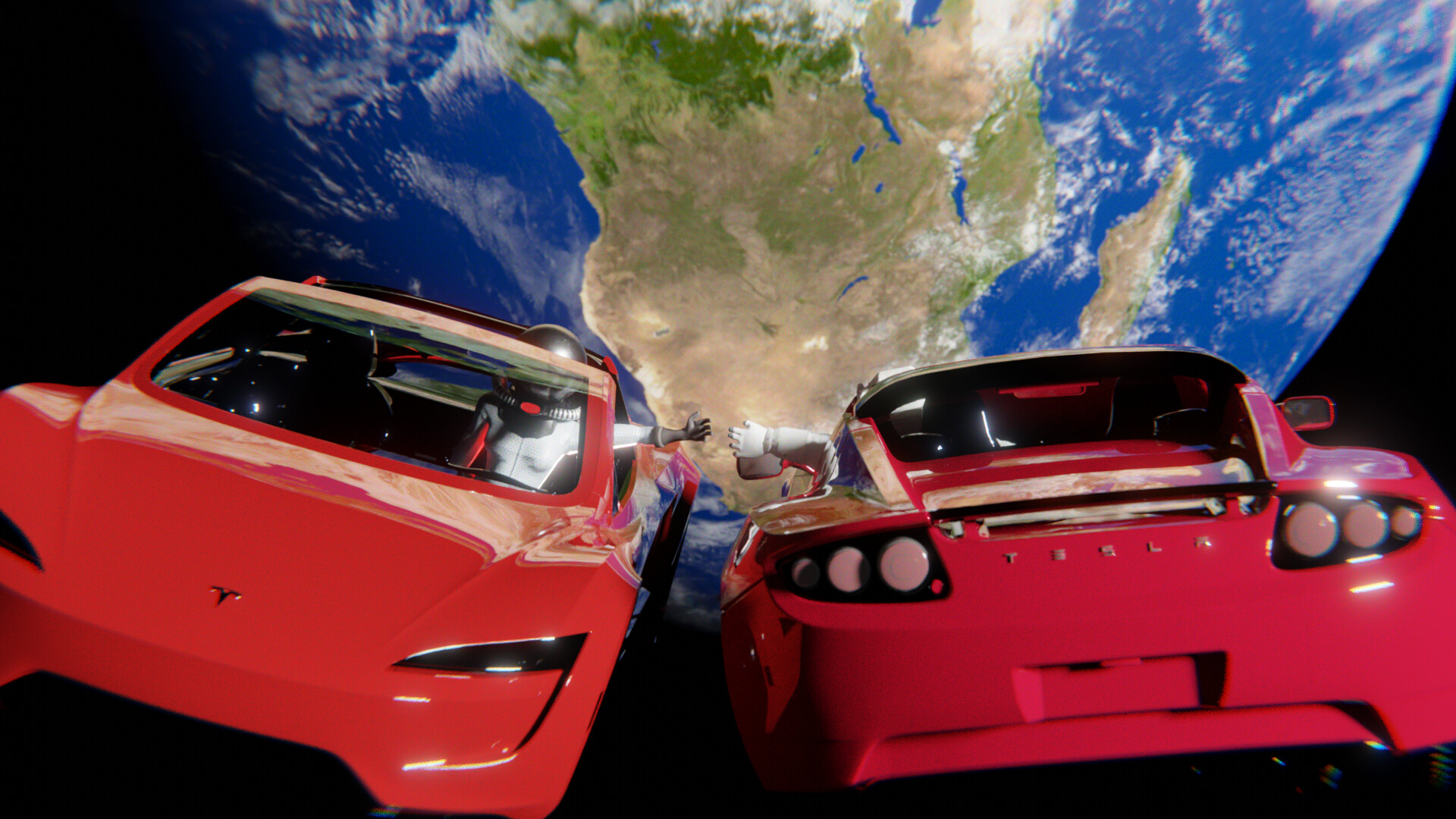 ArtStation - Tesla Roadster in space