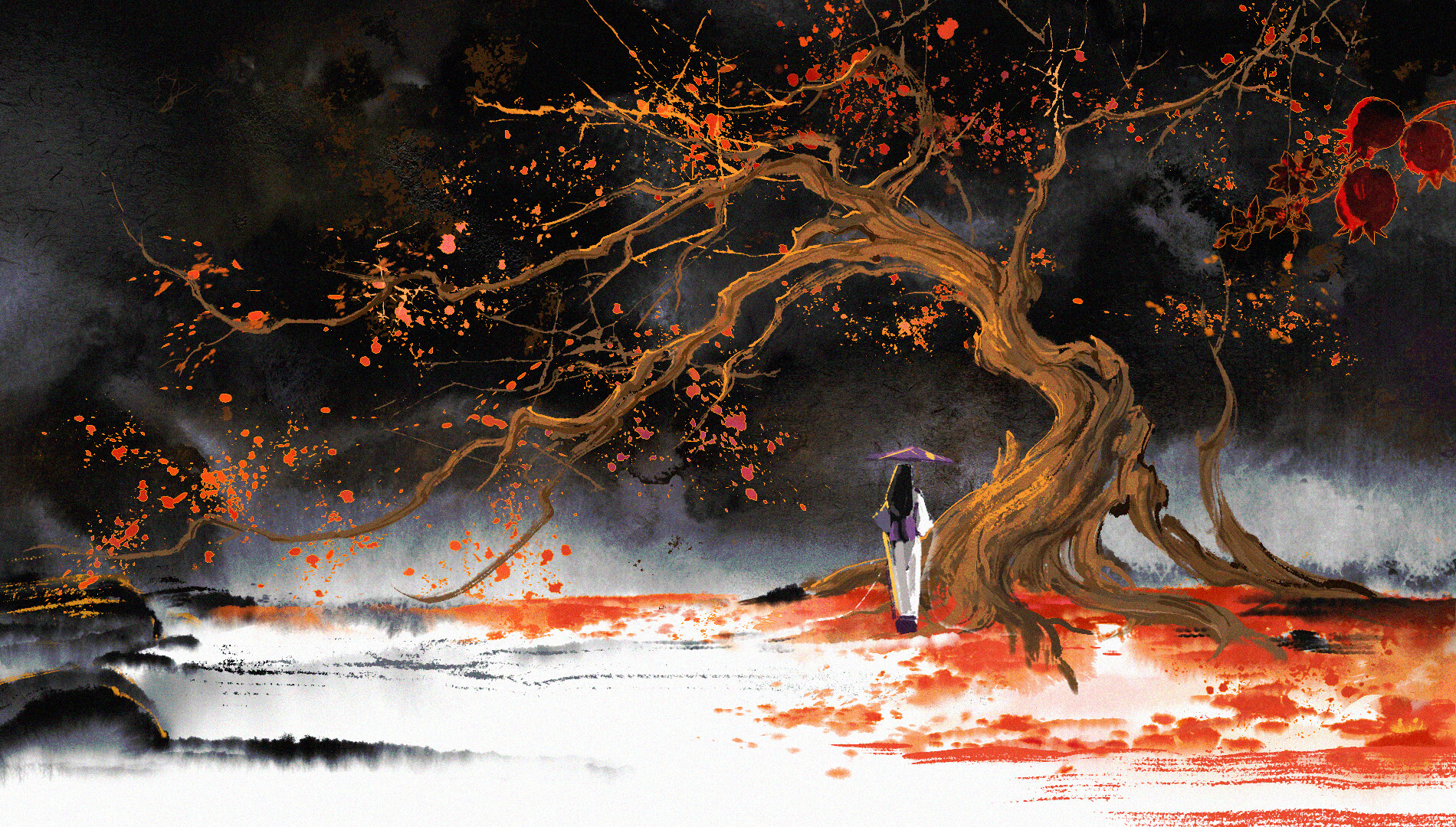 ArtStation - Plum blossom and sunset