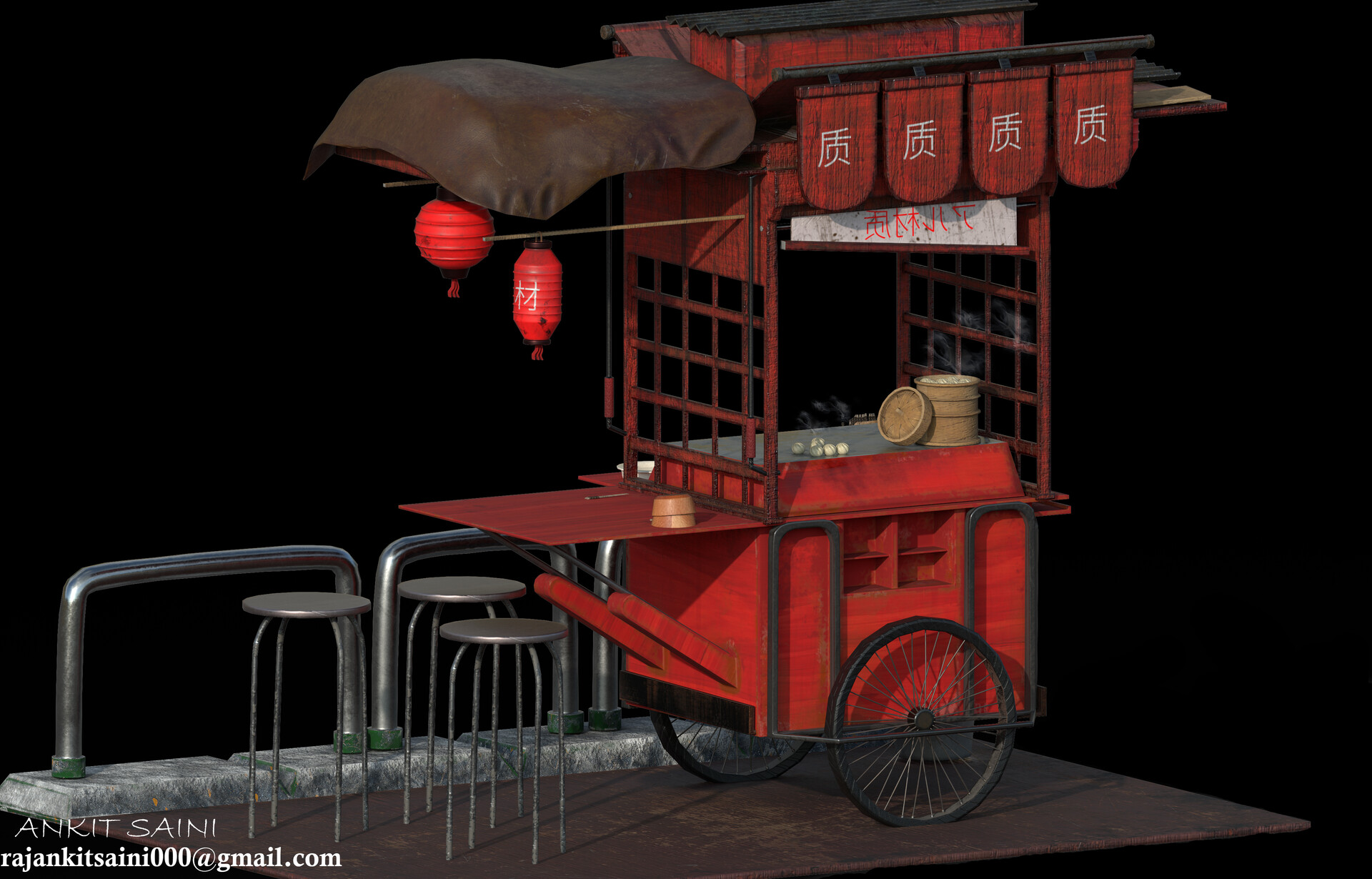 ArtStation - chinease momos stall.
