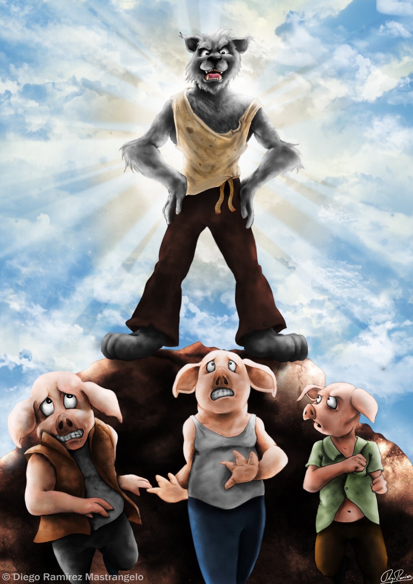 ArtStation - The Wolf and the Three Pigs