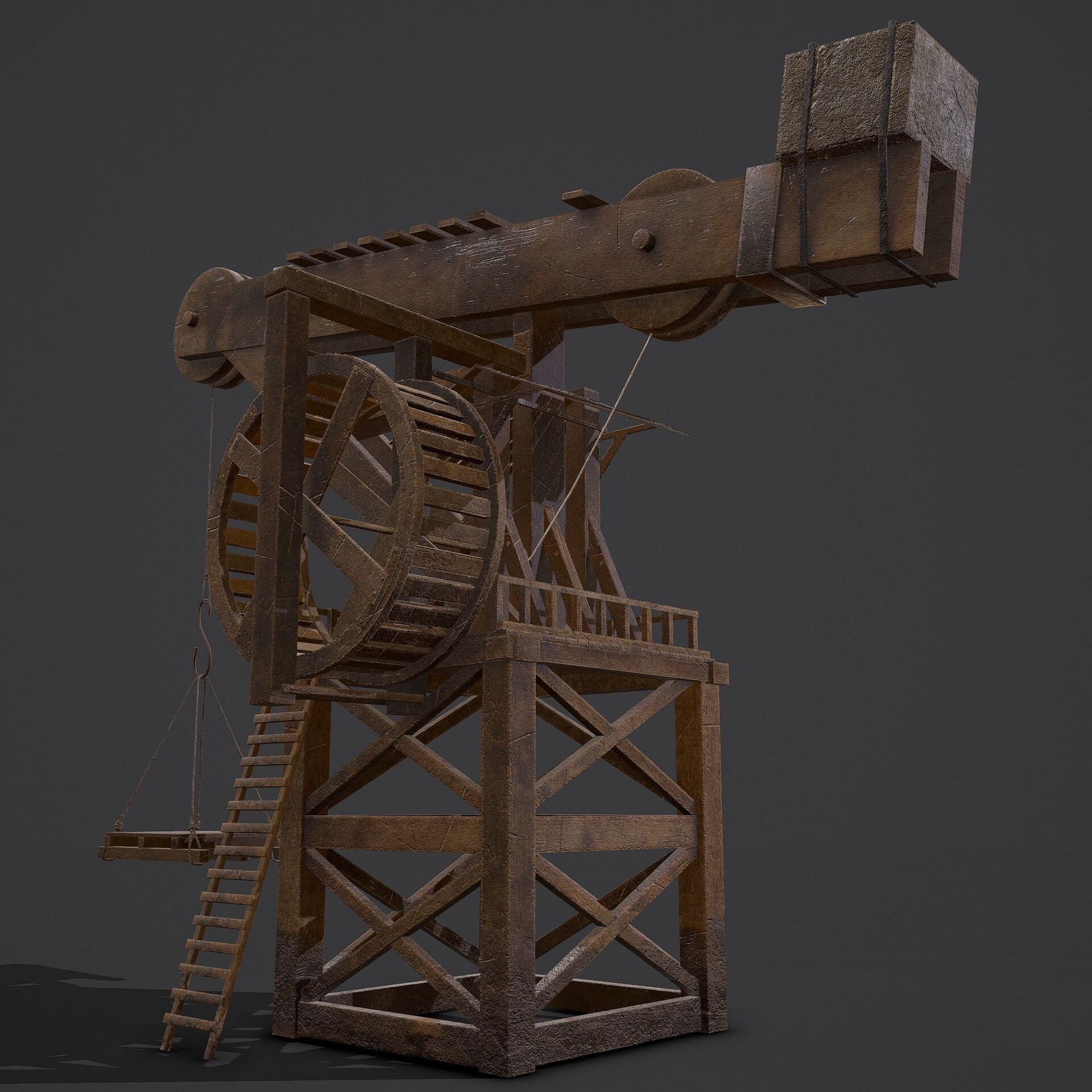 get-dex-entertainment-medieval-wooden-crane-3d-model-low-poly-obj-fbx ...