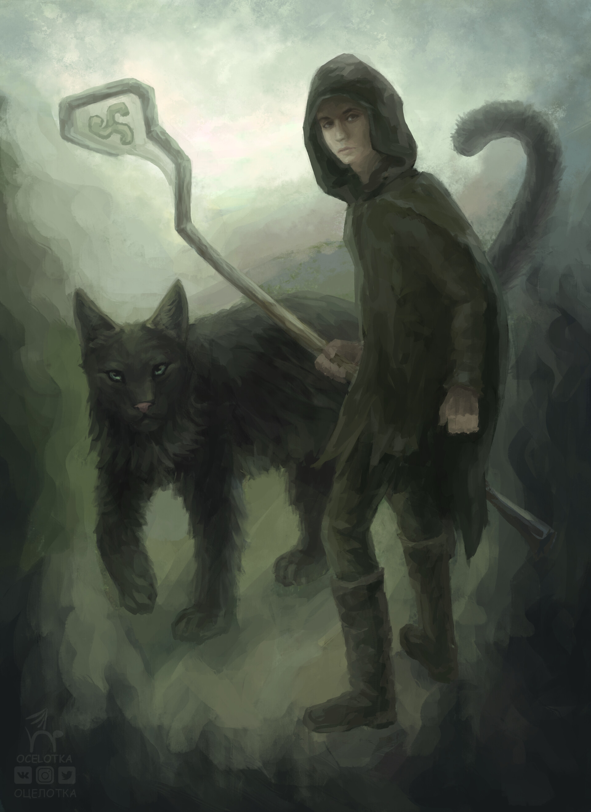 ArtStation - Druid and his cat , Anna Boyko