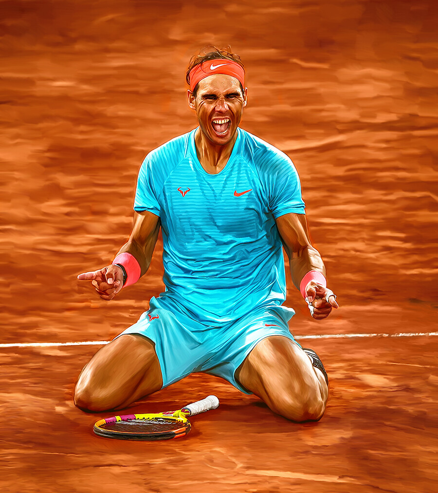 Sam Brannan - Rafael Nadal wins 13th Roland Garros. Digital artwork poster.