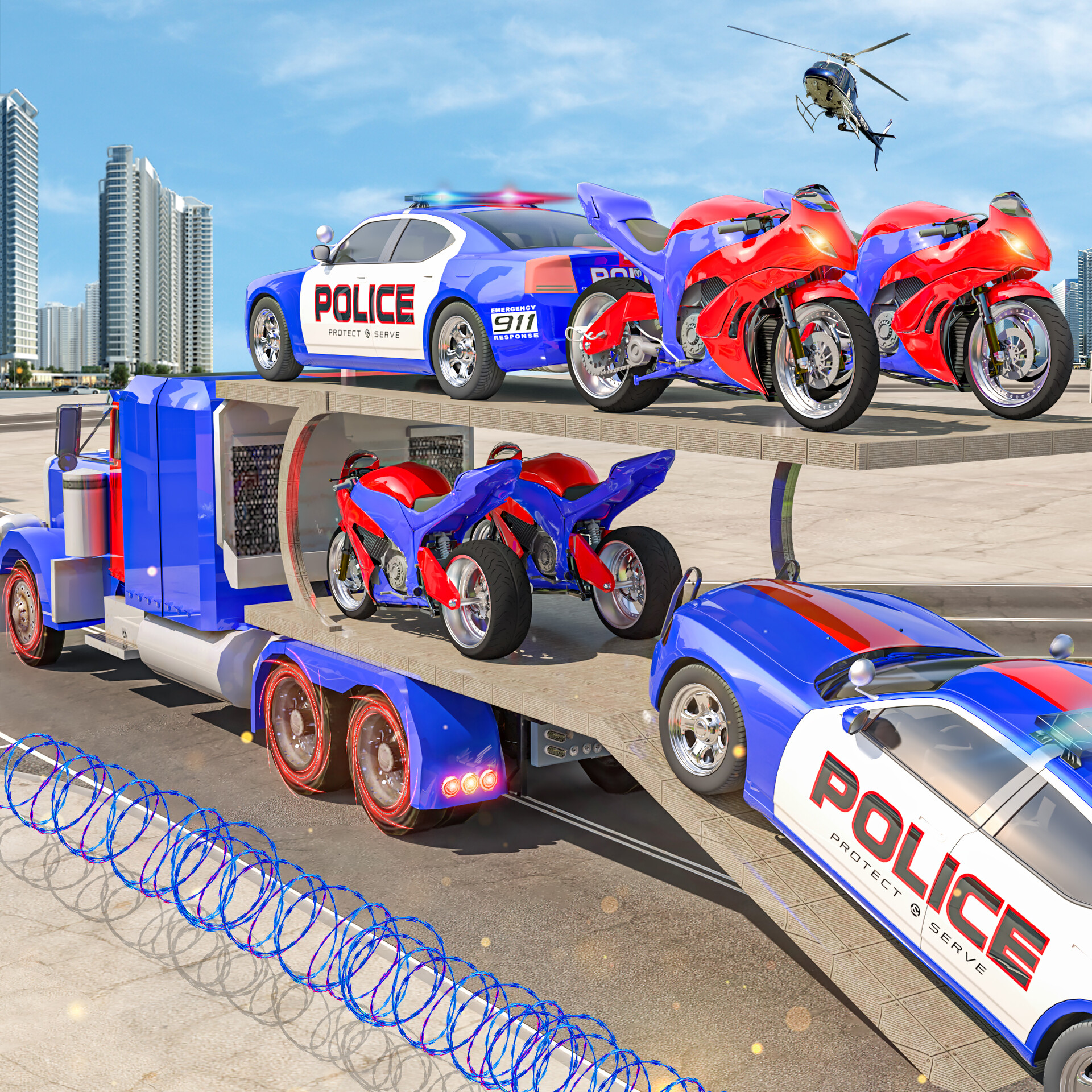 ArtStation - US Police Multi Level Car Transporter Truck 2020