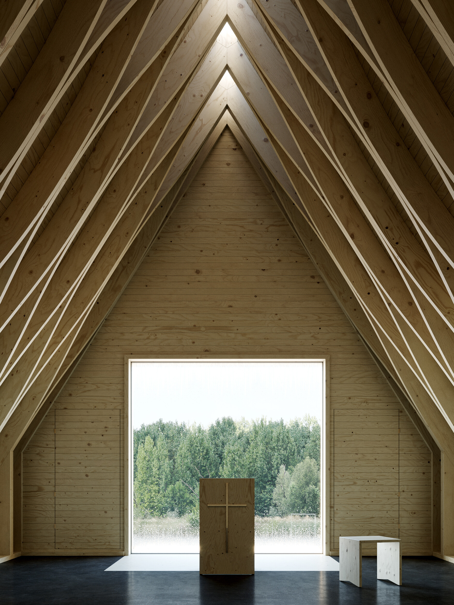 ArtStation - Minimalist Wooden Chapel