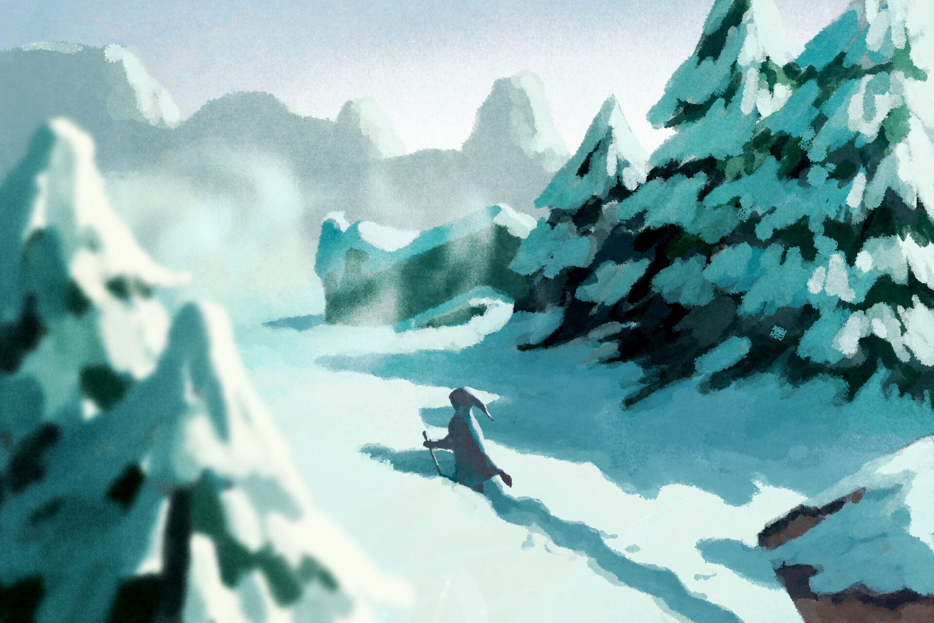 ArtStation - Landscape with snow