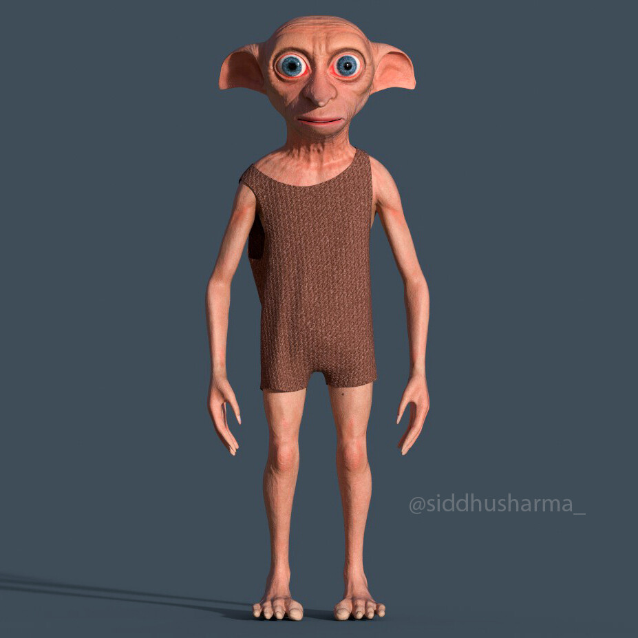 ArtStation - 3D-model of Dobby by Siddhu Sharma