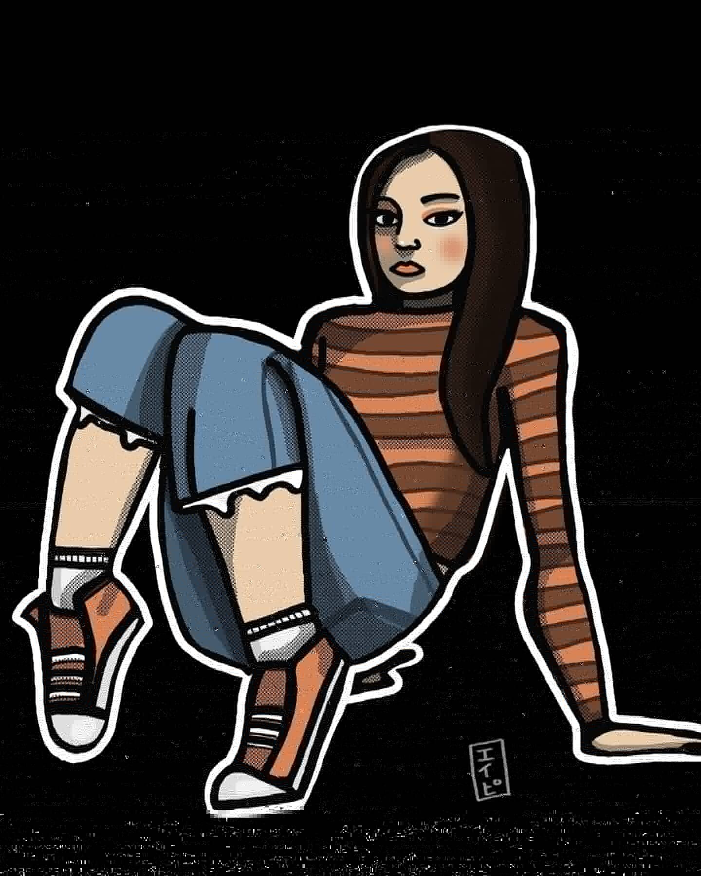 ArtStation - Sitting lady // sticker
