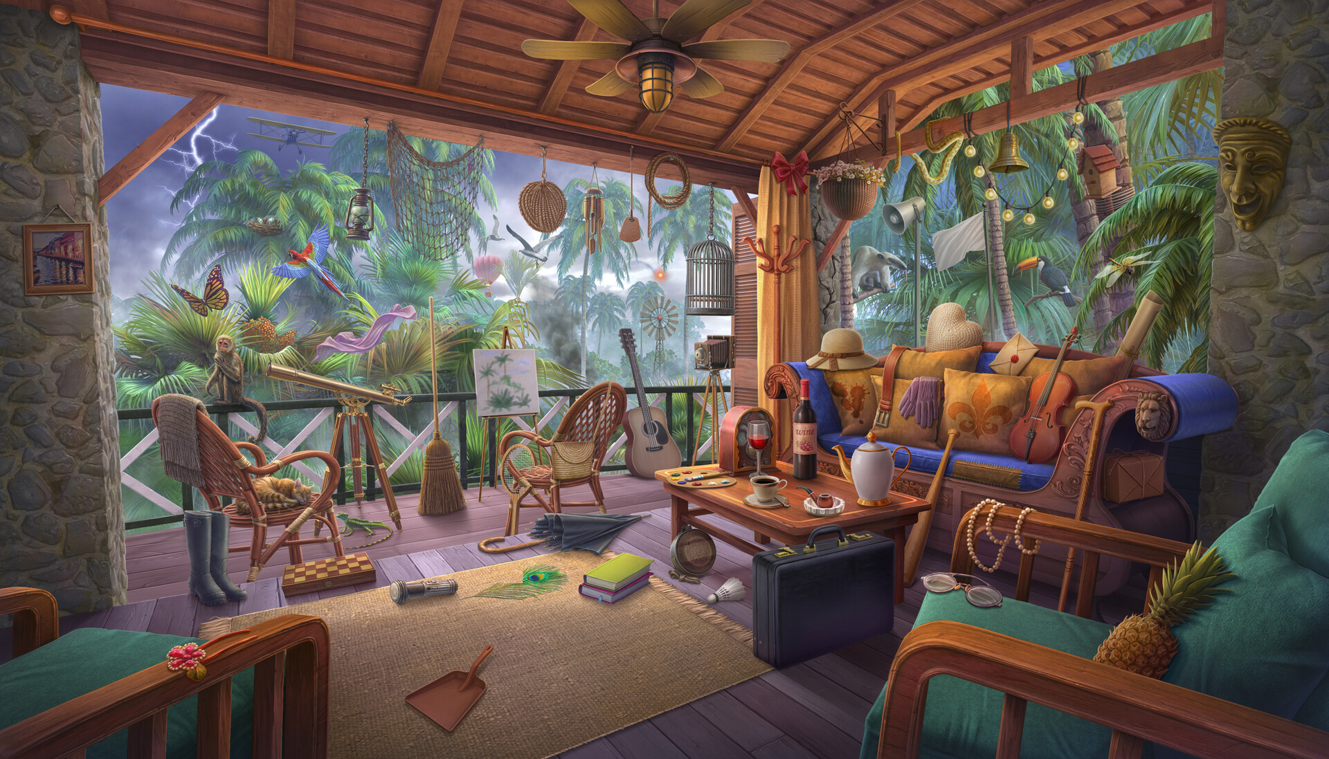 ArtStation - Cozy balcony leisure on a jungle villa