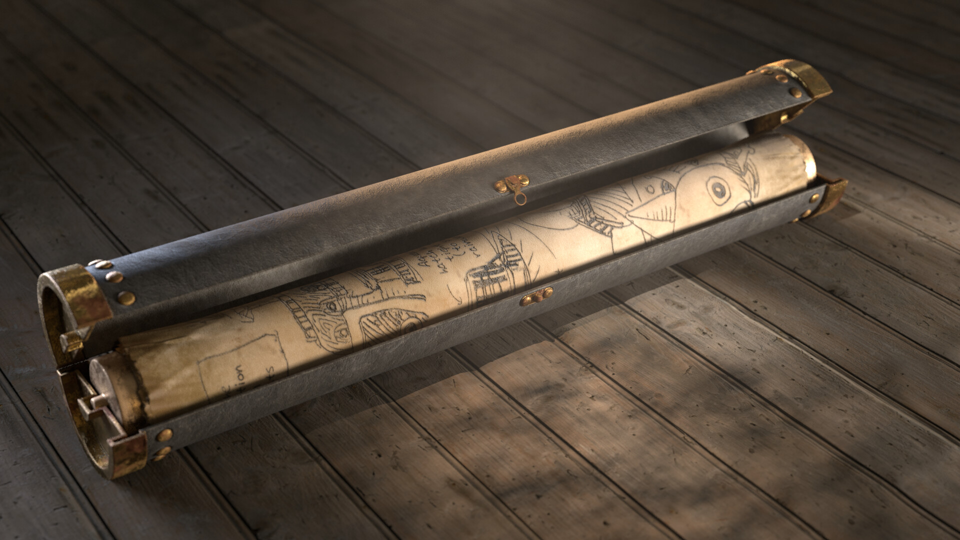 ArtStation - Steampunk Victorian Vintage Scroll Container