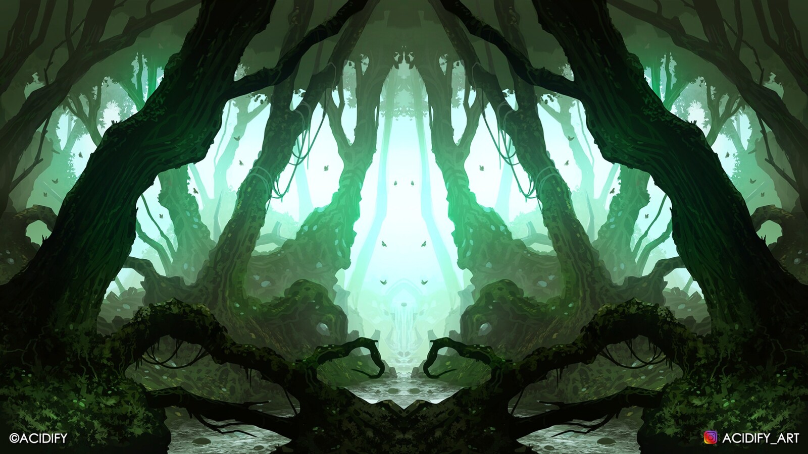 Acidify Art - Shrub (Fantasy Forest Landscape / Symmetry Concept Art)