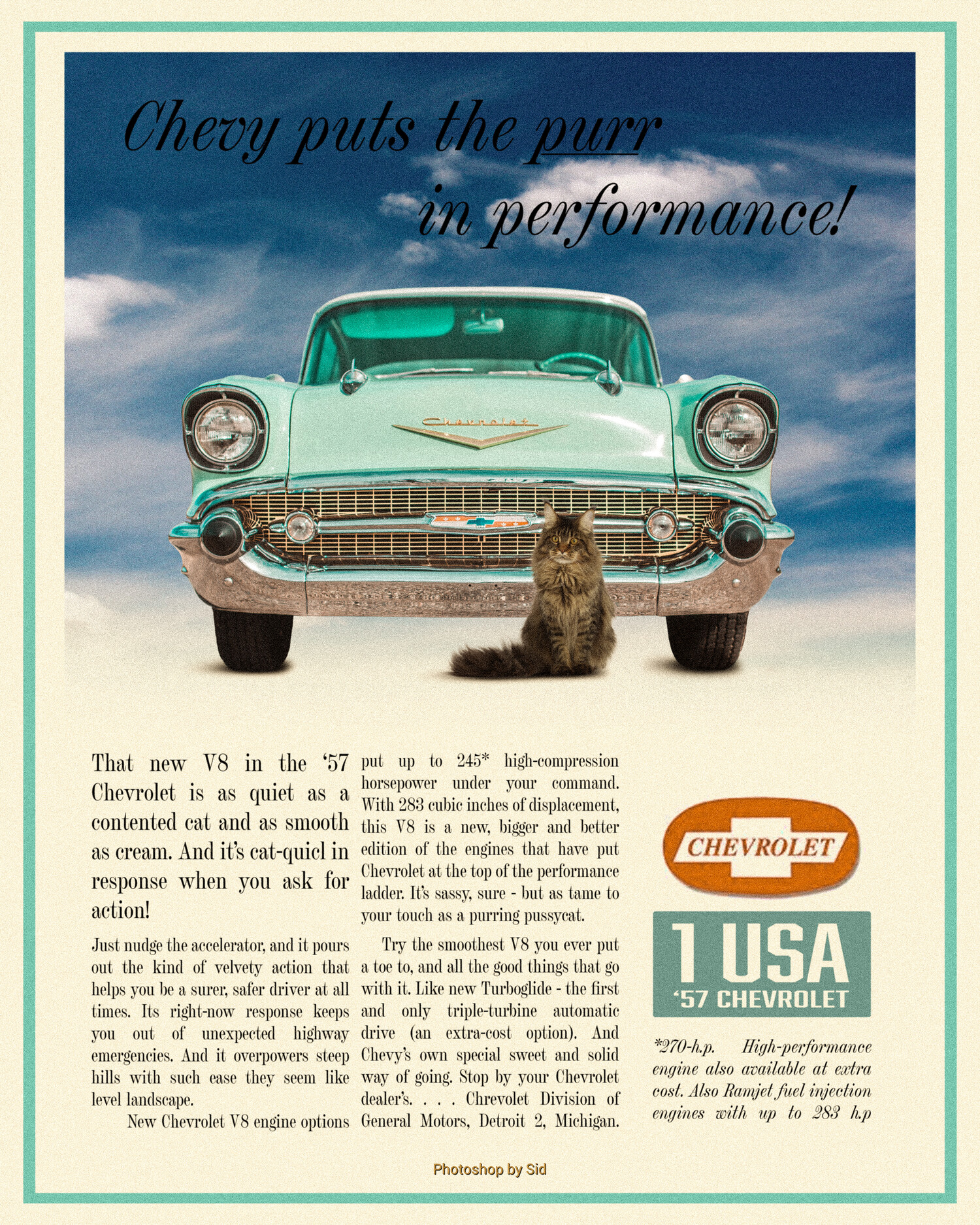 ArtStation - Chevrolet V8 1957 advertisement