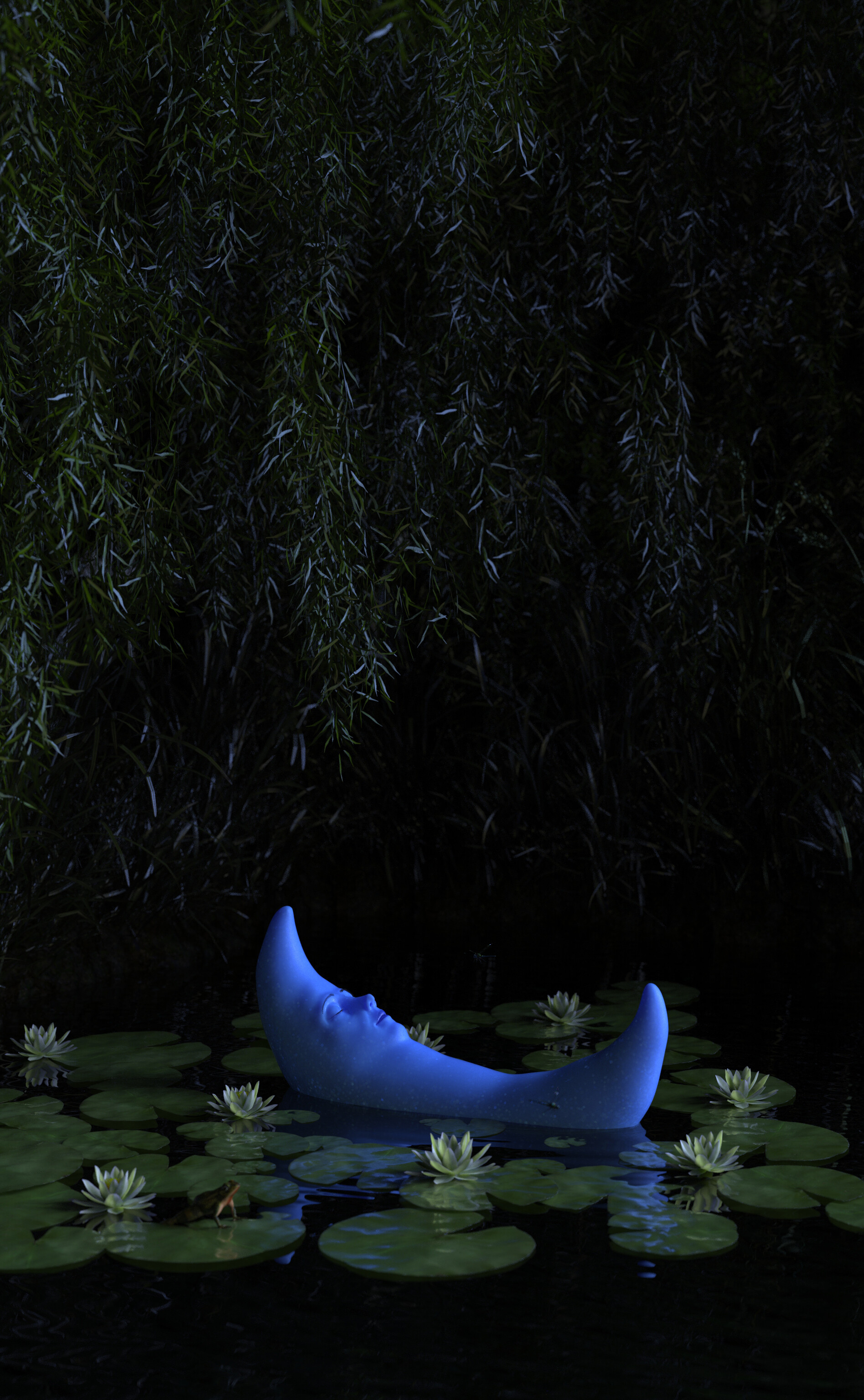ArtStation - Moon in the pond