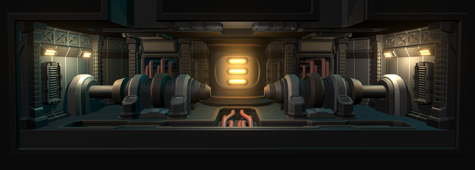 ArtStation - Sci-Fi Game Environment - Generator and Cargo decks - WIP