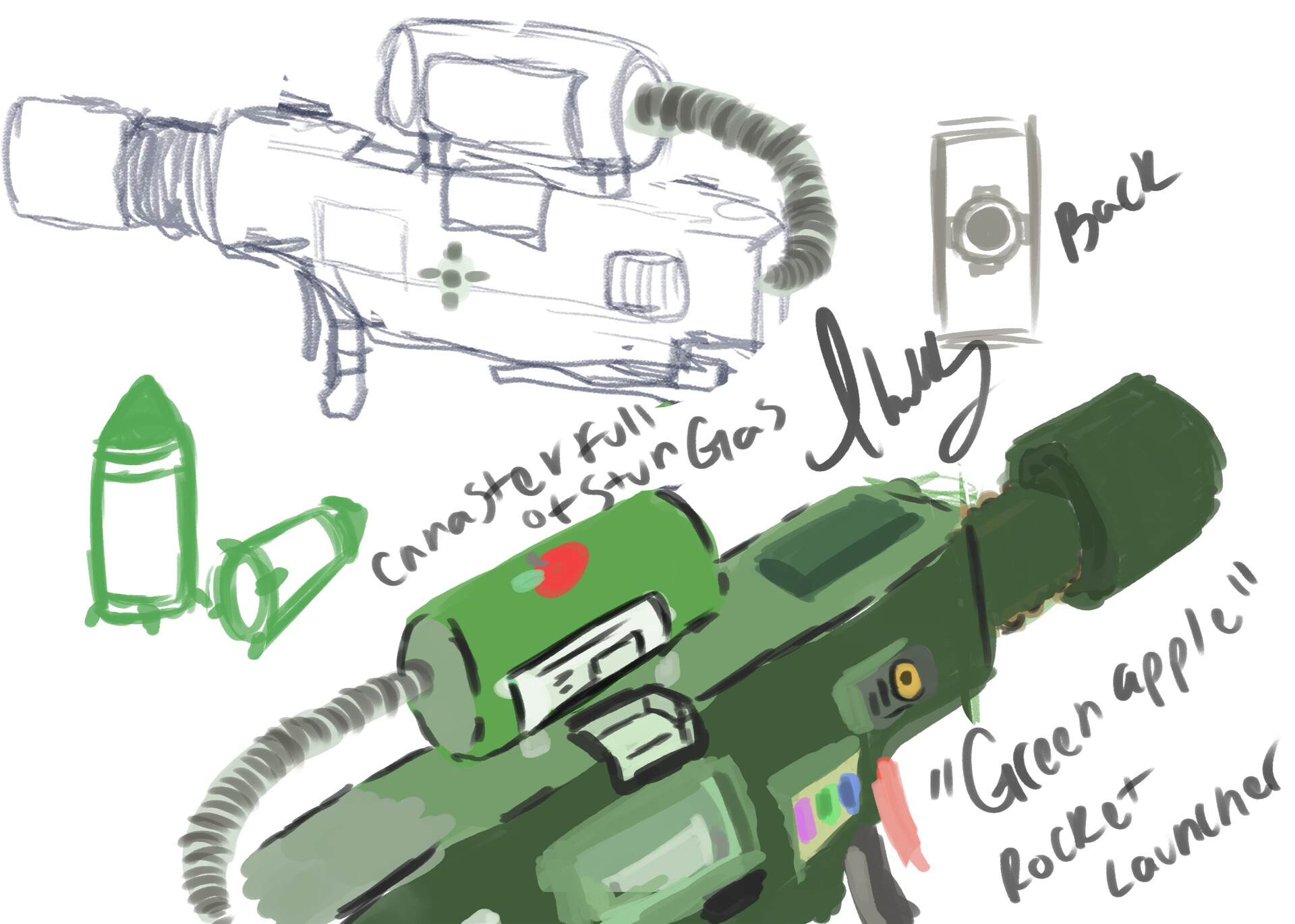 ArtStation - Green apple Stun Gas rocket Launcher Concept