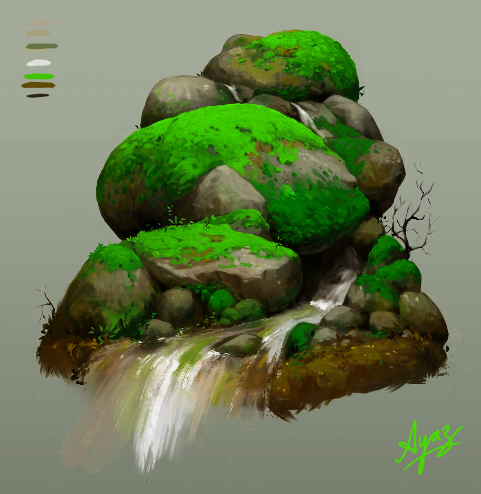 ArtStation - stone moss practise