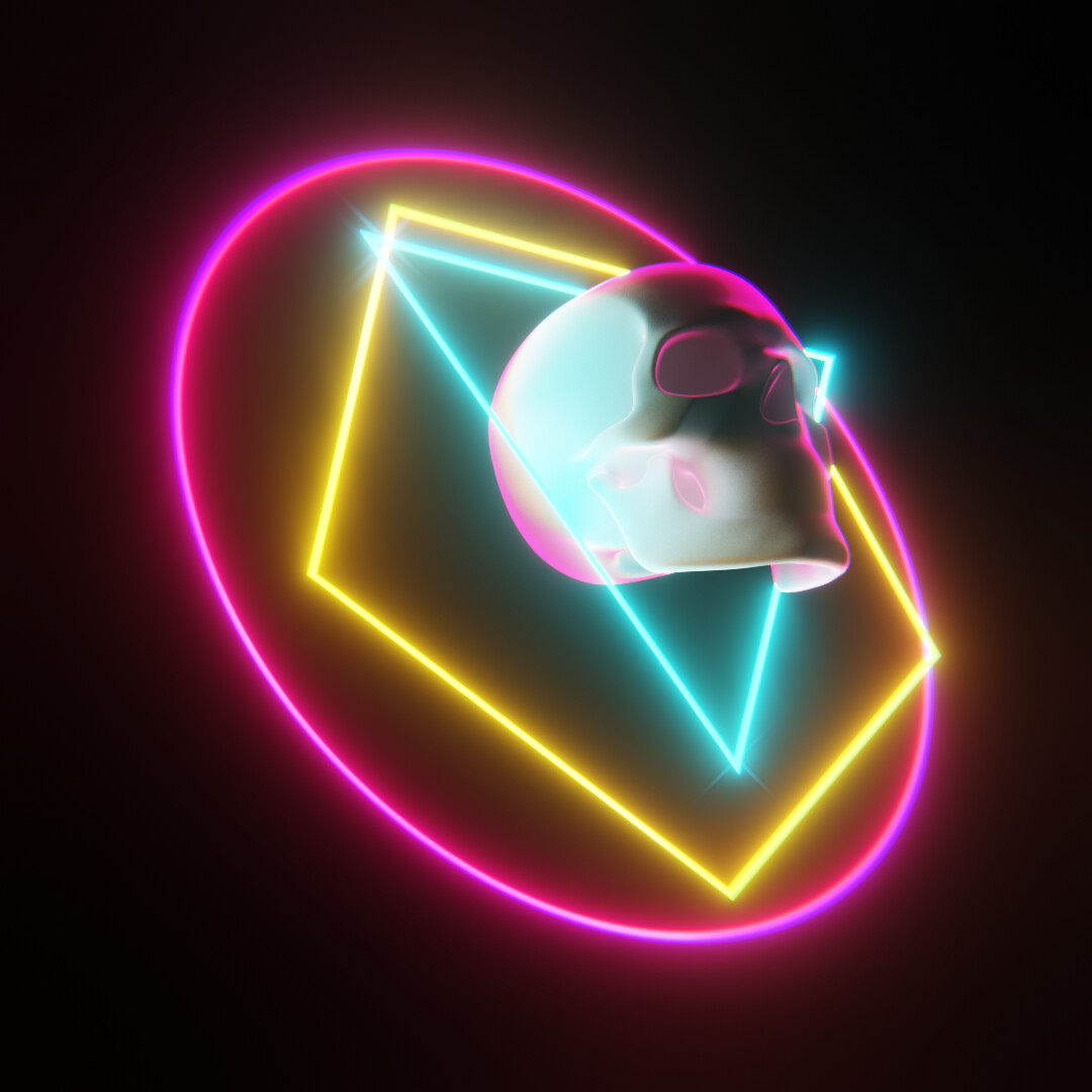 ArtStation - 63 Synthwave Skull